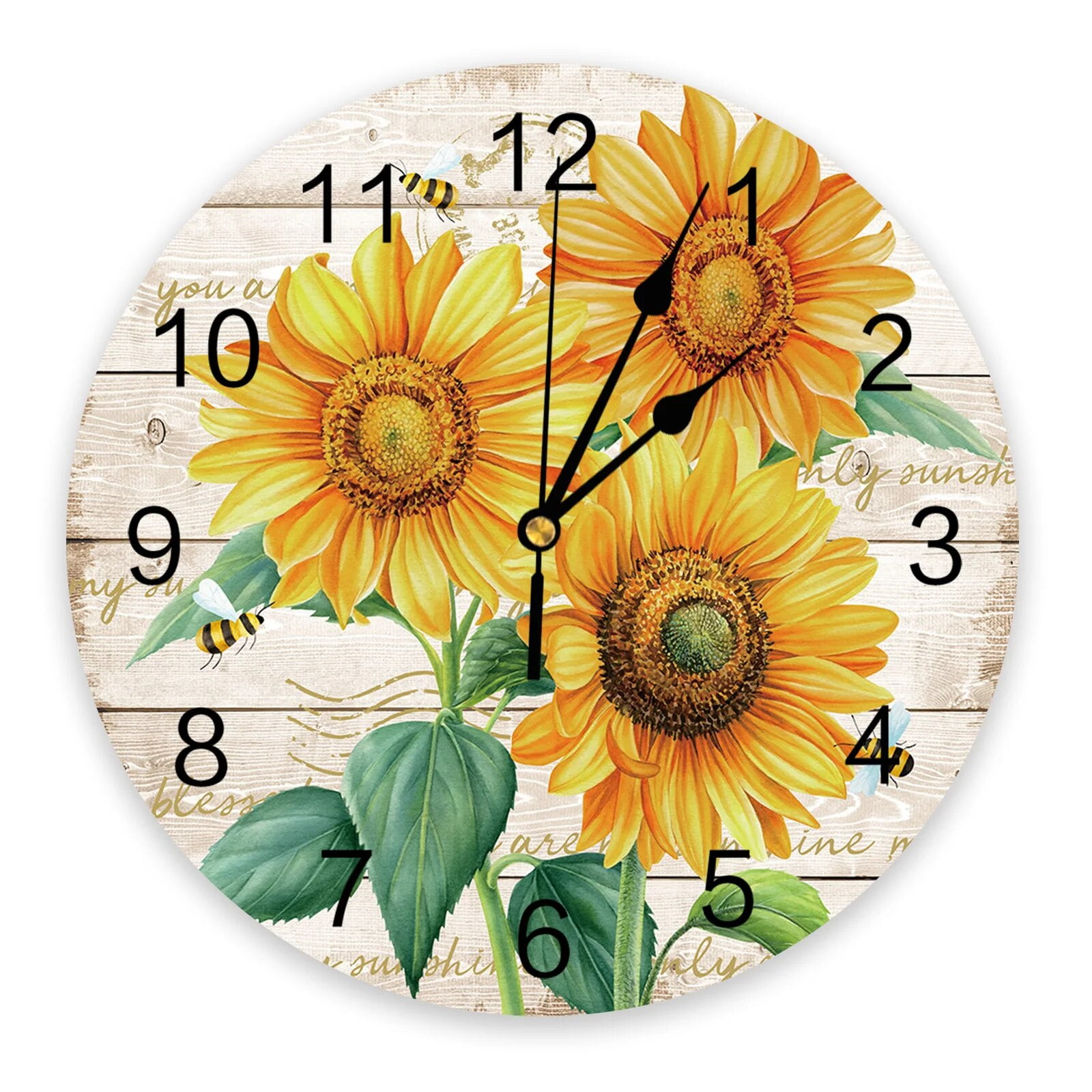 Farm Flower Sunflower Bee PVC Wall Clock Modern Design Living Room ...