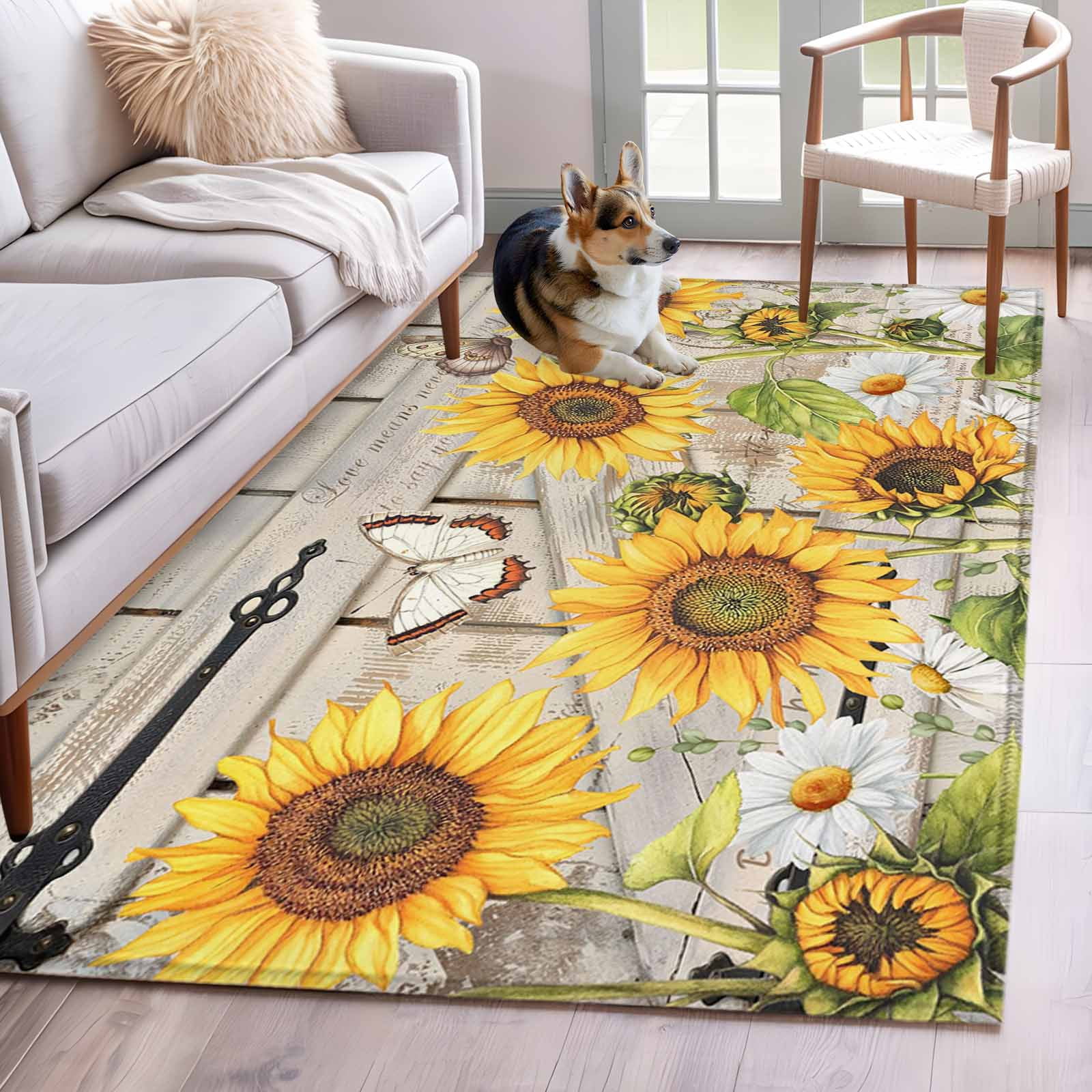 Farm Flowers Area Rugs 3'x5', Small Throw Rugs for Living Room Bedroom ...