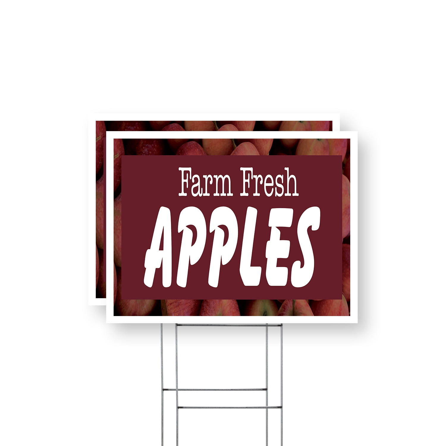 Farm Fresh Apples Yard Sign 2 Pack of 18 Inch x 24 Inch Single Sided ...