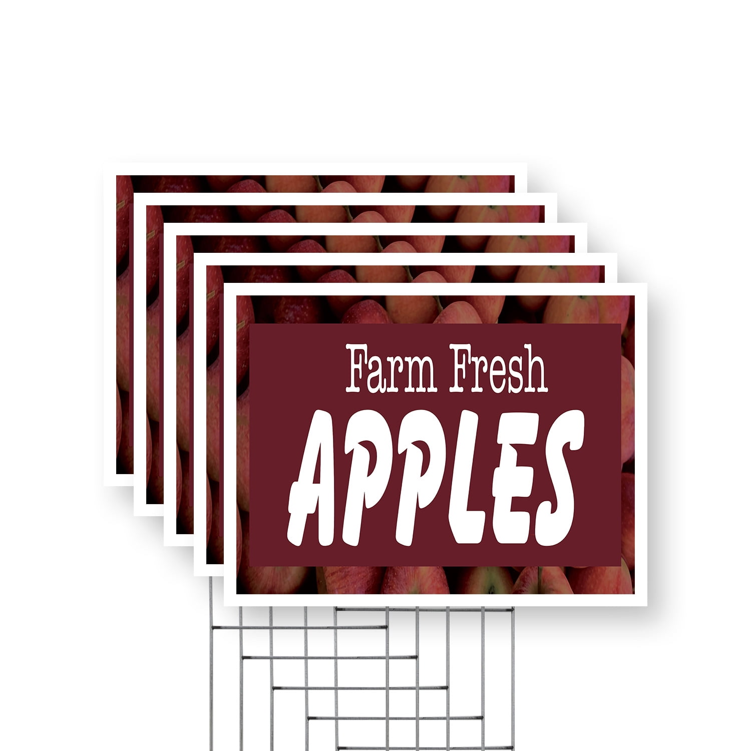 Farm Fresh Apples Yard Sign 5 Pack of 18 Inch x 24 Inch Double Sided ...