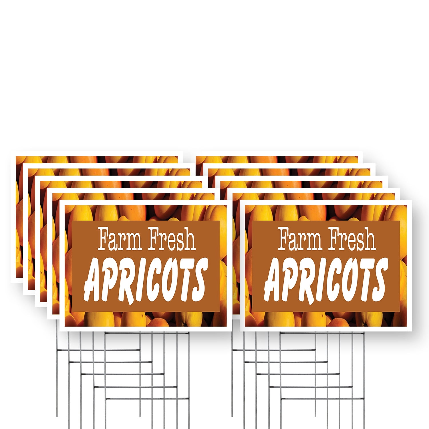 Farm Fresh Apricots Yard Sign 10 Pack of 12 Inch x 16 Inch Single Sided ...