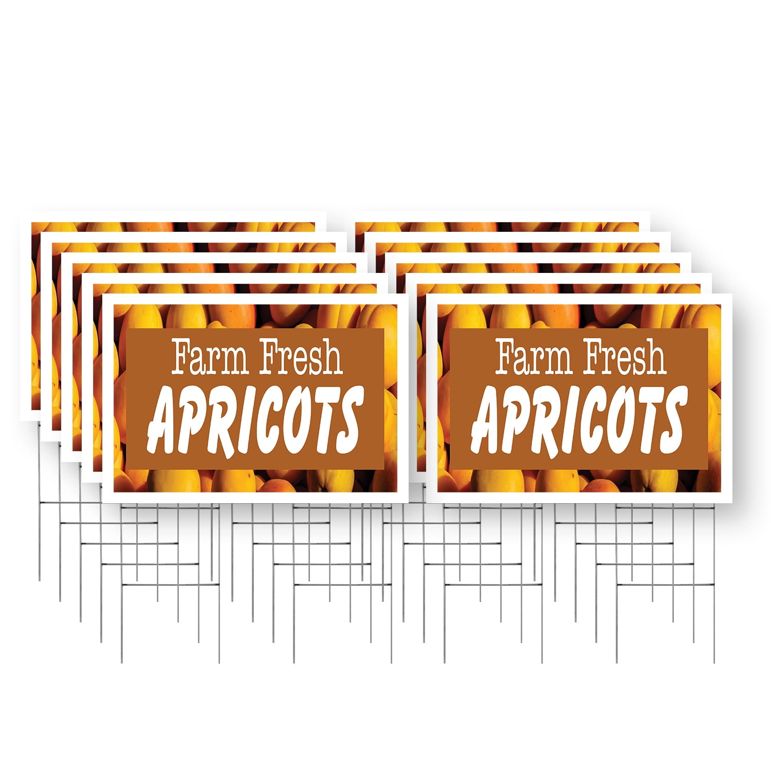 Farm Fresh Apricots Yard Sign 10 Pack of 24 Inch x 36 Inch Single Sided ...