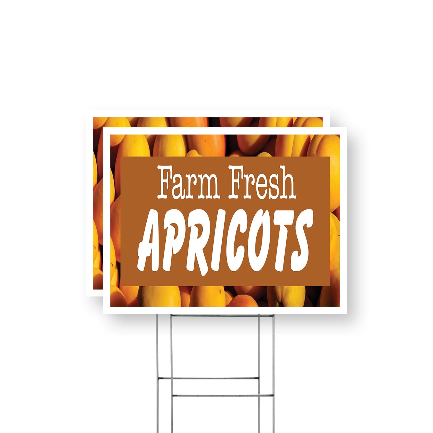 Farm Fresh Apricots Yard Sign 2 Pack of 18 Inch x 24 Inch Single Sided ...