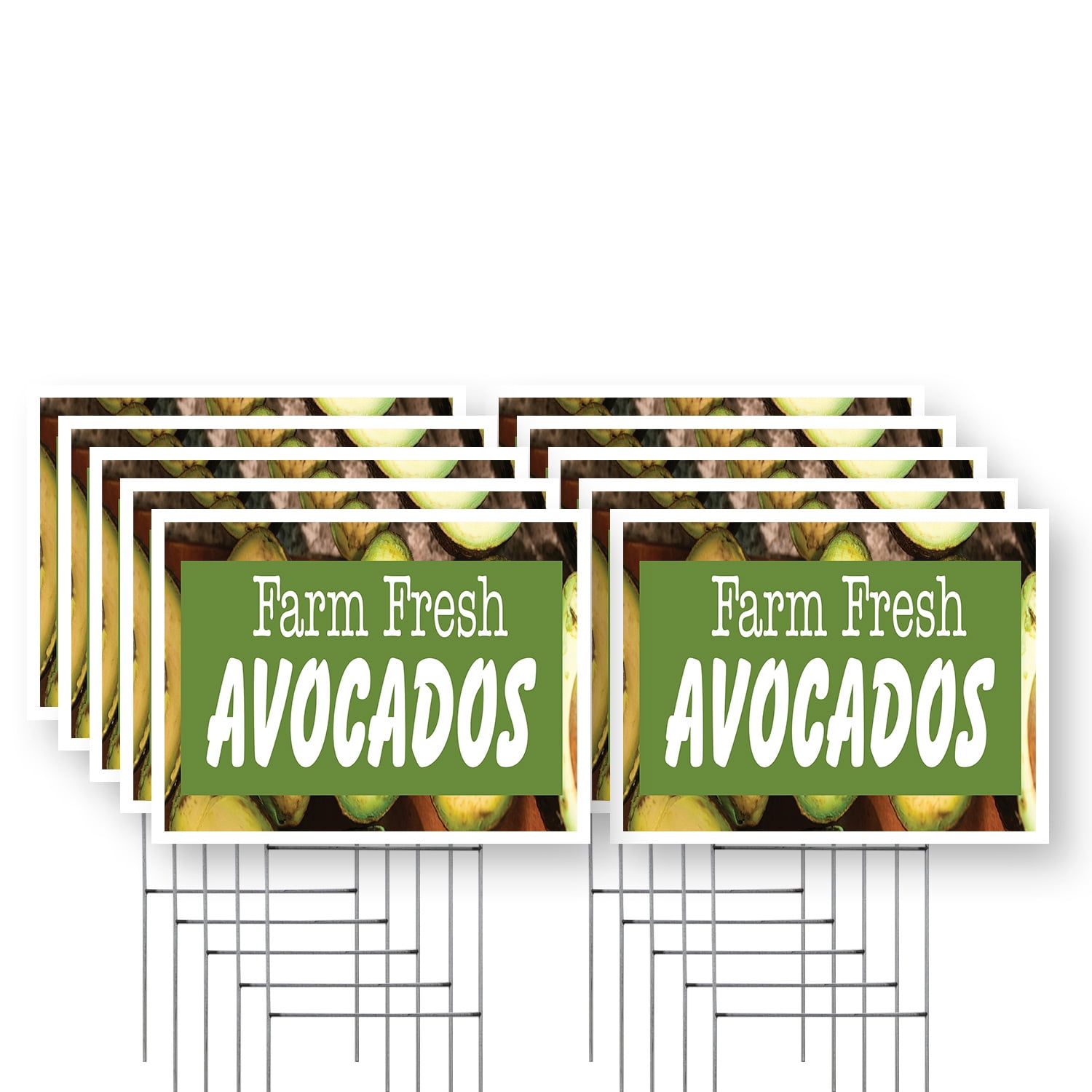 Farm Fresh Avocados Yard Sign 10 Pack of 18 Inch x 24 Inch Double Sided ...