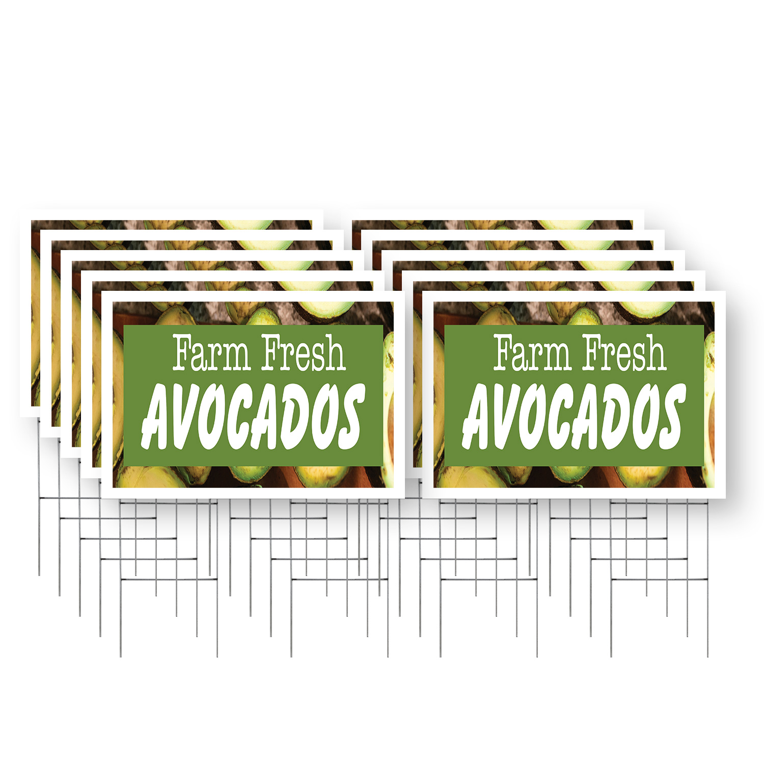 Farm Fresh Avocados Yard Sign 10 Pack of 24 Inch x 36 Inch Single Sided ...