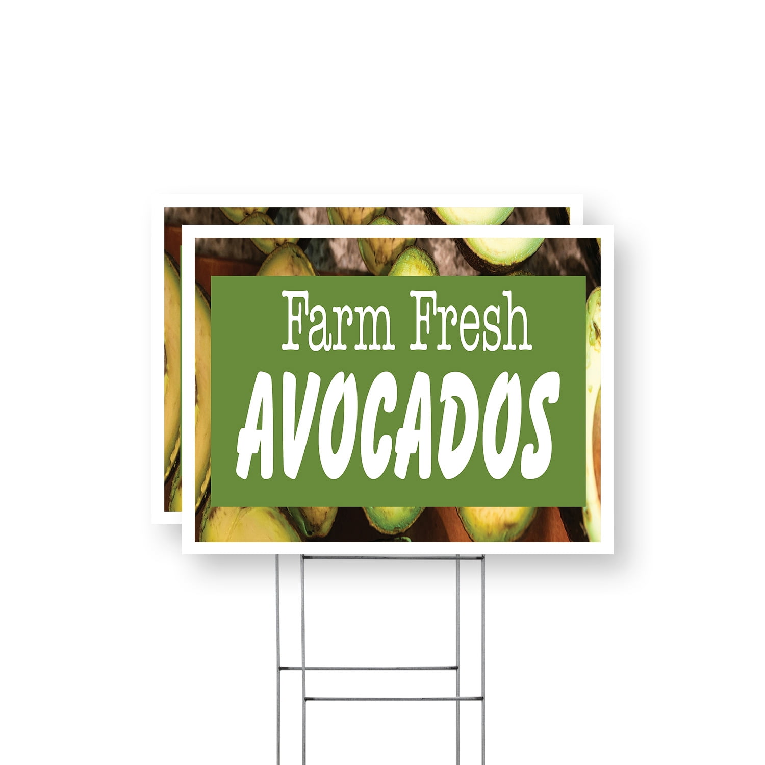 Farm Fresh Avocados Yard Sign 2 Pack of 12 Inch x 16 Inch Double Sided ...