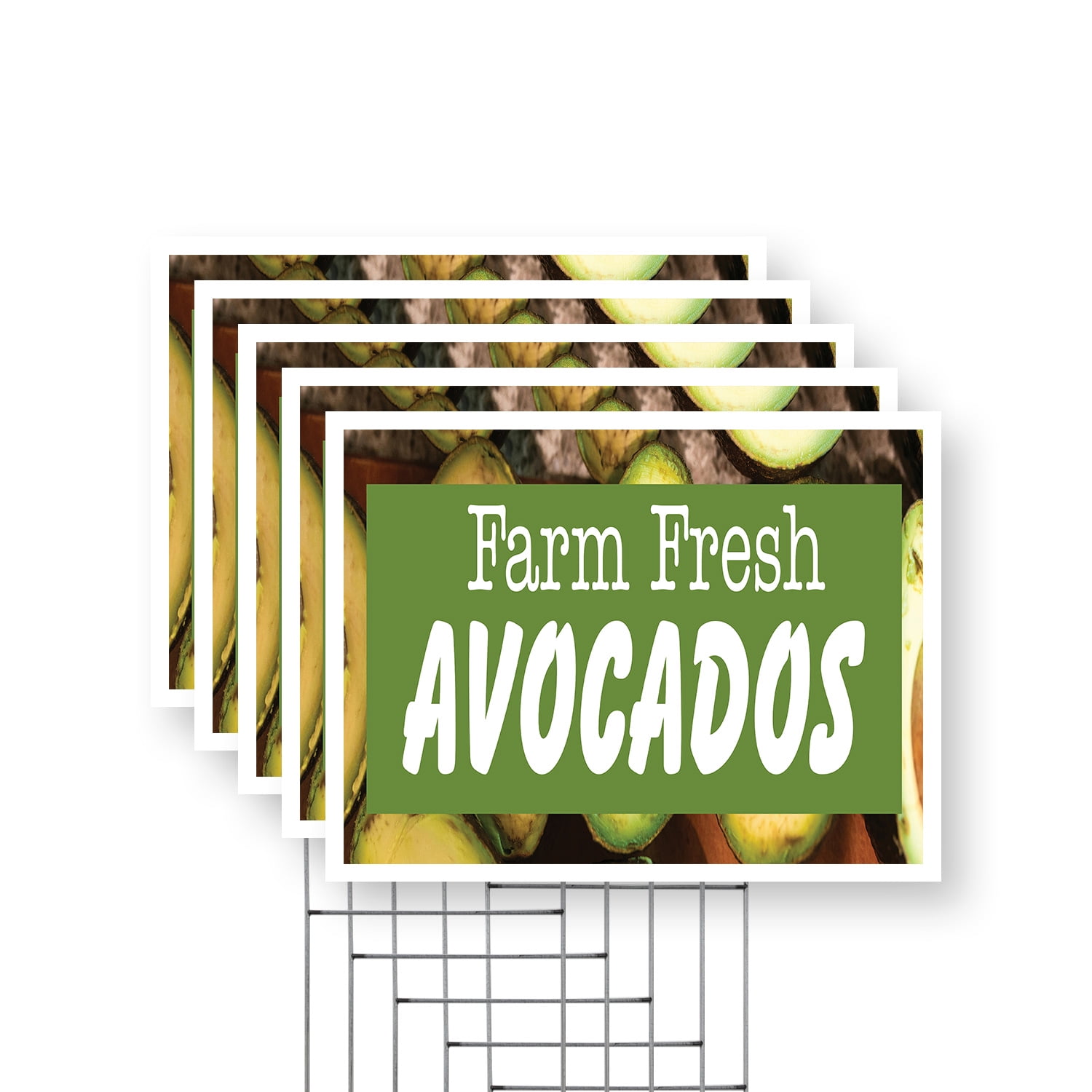 Farm Fresh Avocados Yard Sign 5 Pack of 12 Inch x 16 Inch Single Sided ...