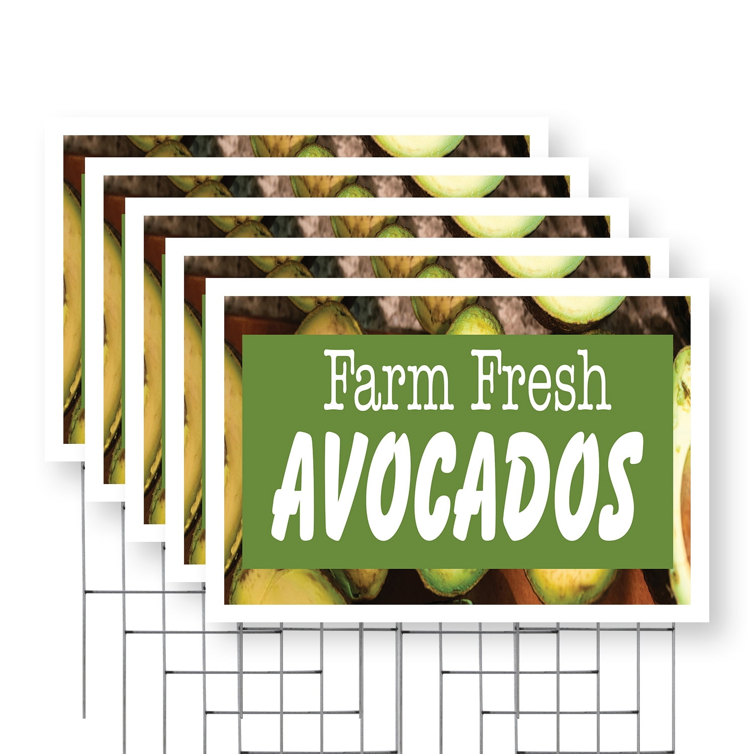 Farm Fresh Avocados Yard Sign 5 Pack of 24 Inch x 36 Inch Double Sided ...