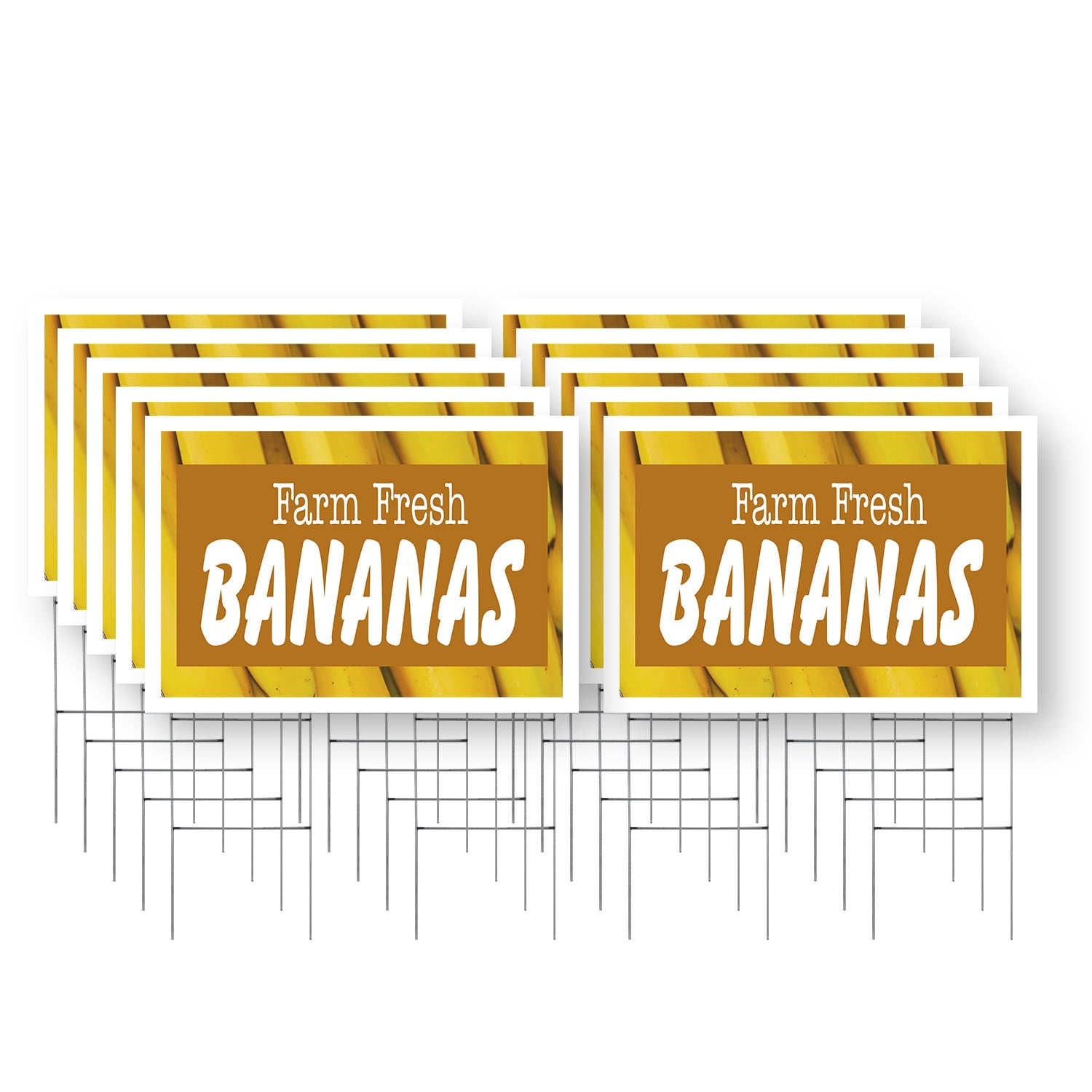 Farm Fresh Bananas Yard Sign 10 Pack of 24 Inch x 36 Inch Single Sided ...