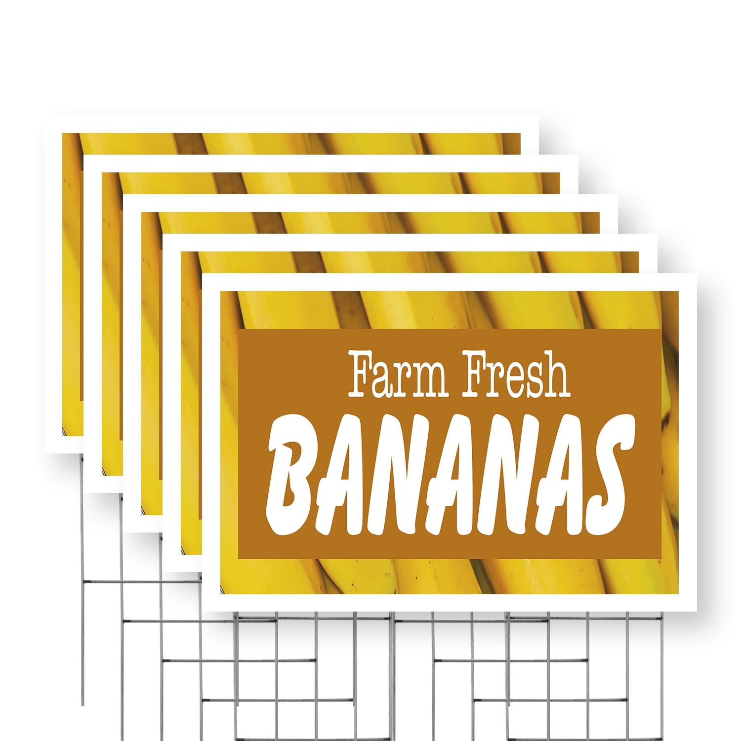 Farm Fresh Bananas Yard Sign 5 Pack of 24 Inch x 36 Inch Double Sided ...