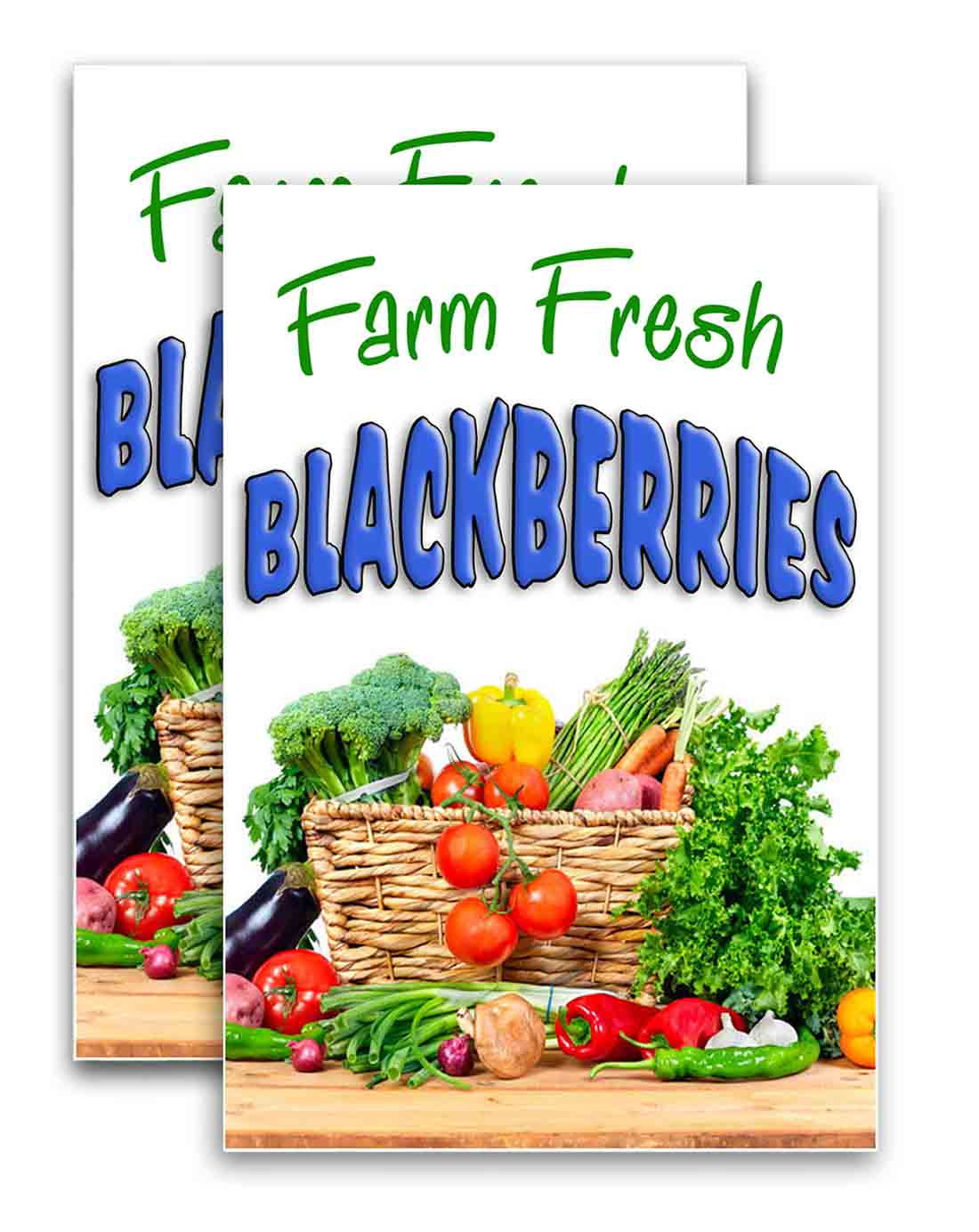 Farm Fresh Blackberries (24" X 36") Vinyl Decal Only (Pack of 2) |Sign ...