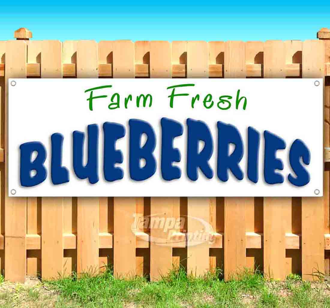 Farm Fresh Blueberries 13 oz Vinyl Banner With Metal Grommets - Walmart ...