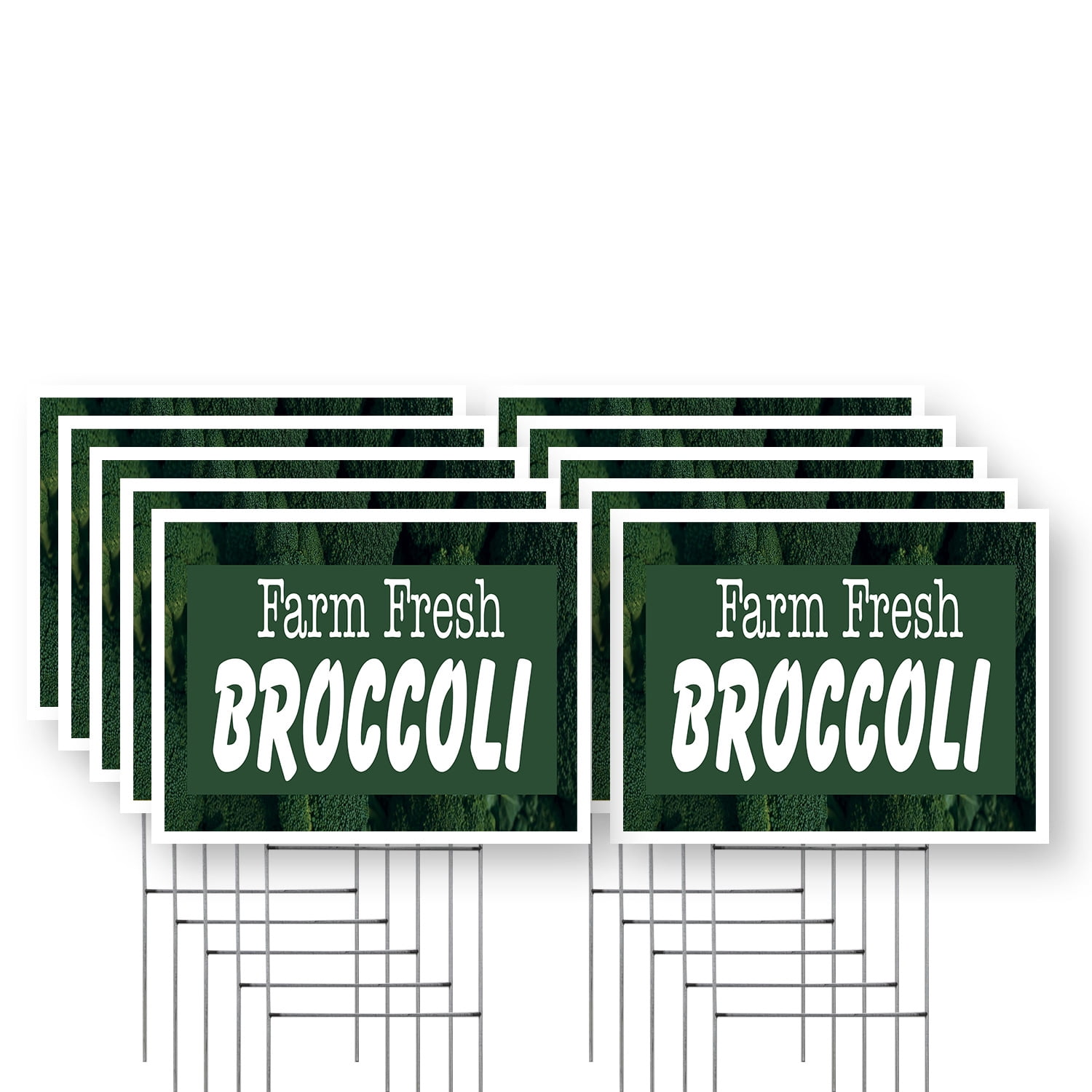 Farm Fresh Broccoli Yard Sign 10 Pack of 18 Inch x 24 Inch Double Sided ...