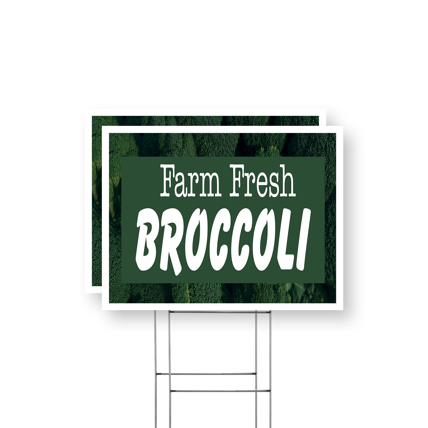Farm Fresh Broccoli Yard Sign 2 Pack of 12 Inch x 16 Inch Single Sided ...