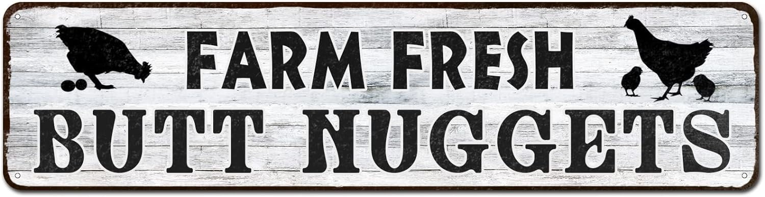Farm Fresh Butt Nuggets Eggs Sign,Chicken Decor,Funny Hen House Coop ...