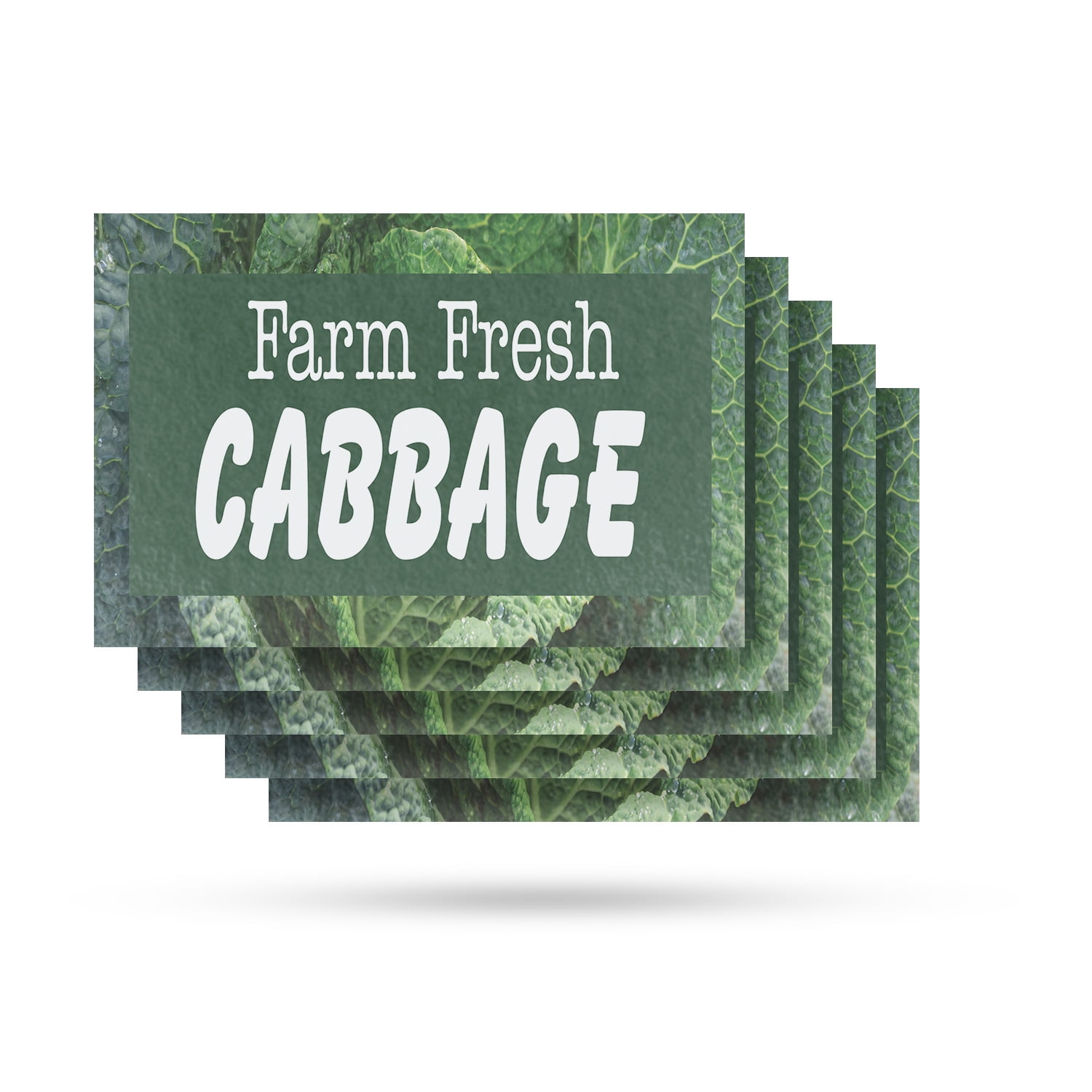 Farm Fresh Cabbage Vinyl Decal 5 Pack of 12 Inch x 16 Inch Weatherproof ...