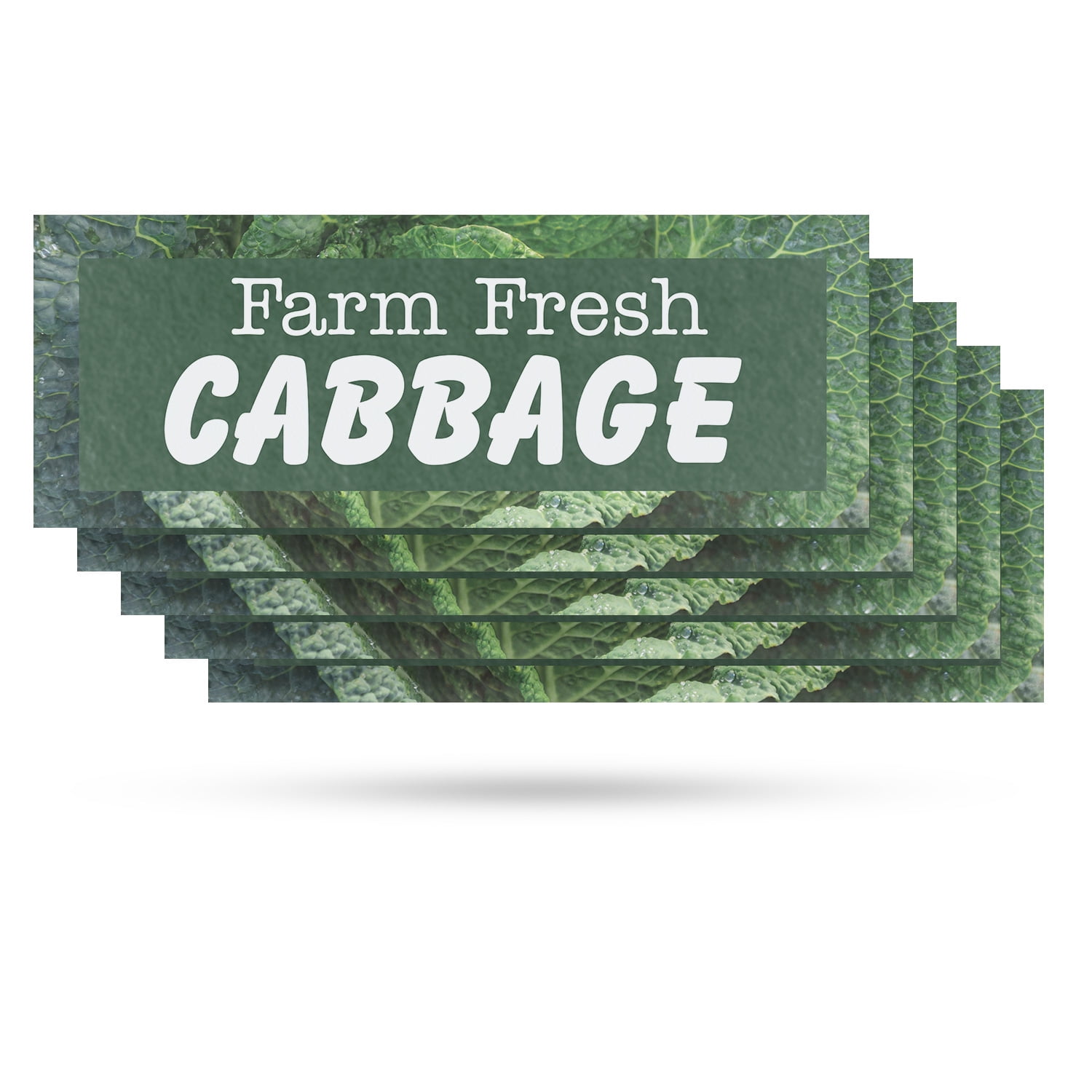 Farm Fresh Cabbage Vinyl Decal 5 Pack of 12 Inch x 5 Inch Weatherproof ...