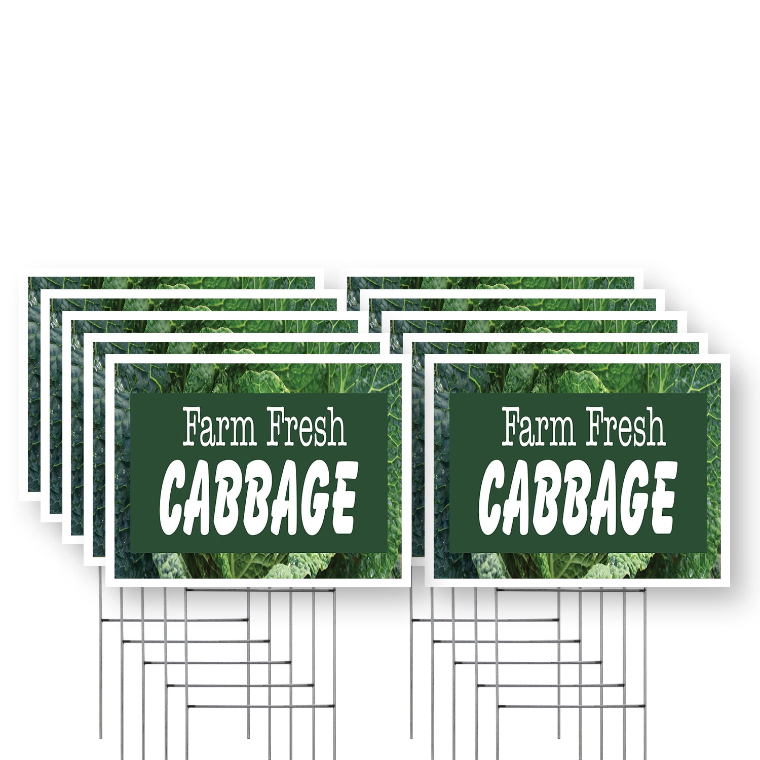 Farm Fresh Cabbage Yard Sign 10 Pack of 12 Inch x 16 Inch Double Sided ...