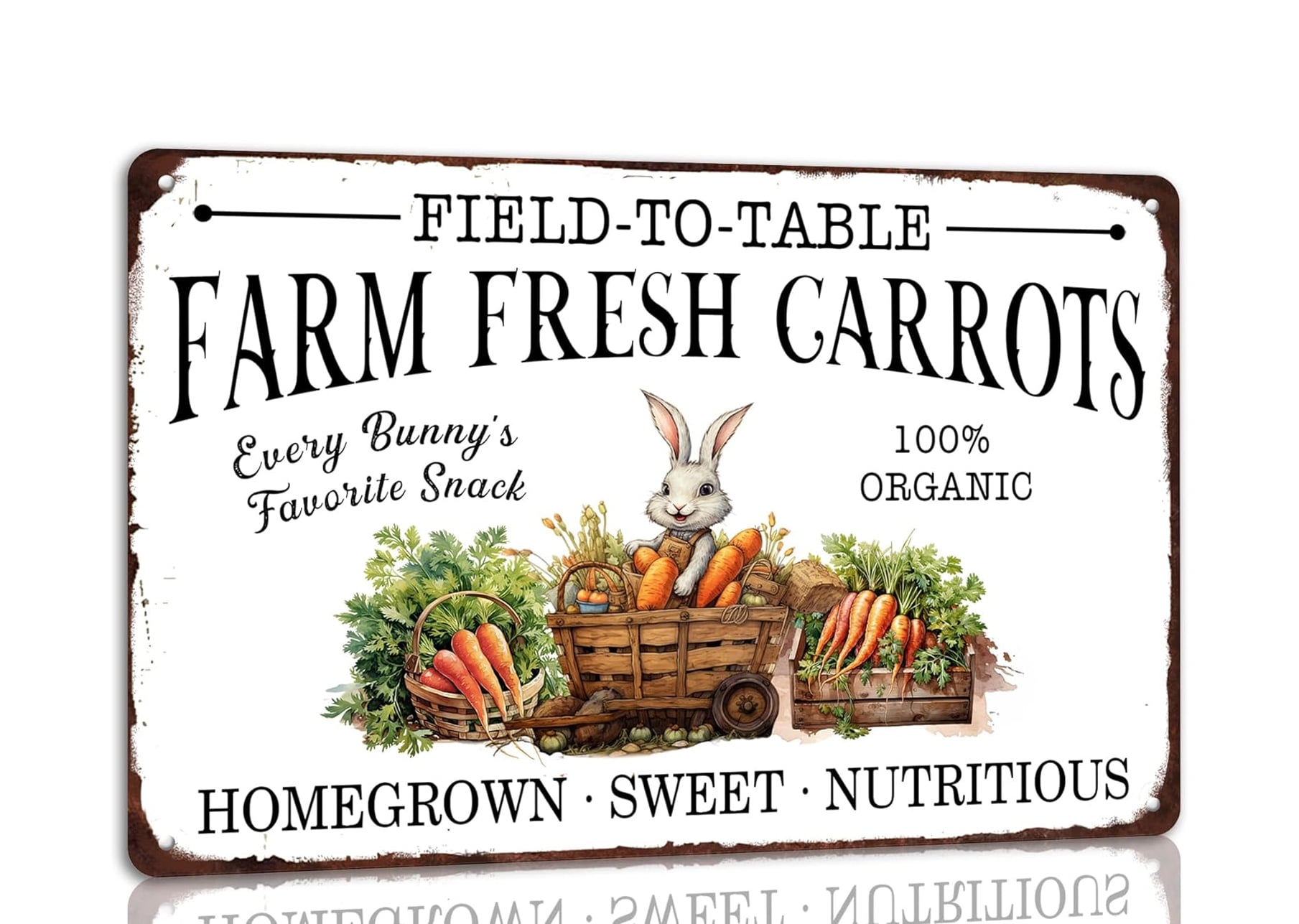 Farm Fresh Carrots Easter Metal Tin Sign Retro Vintage Bunny Rabbit ...
