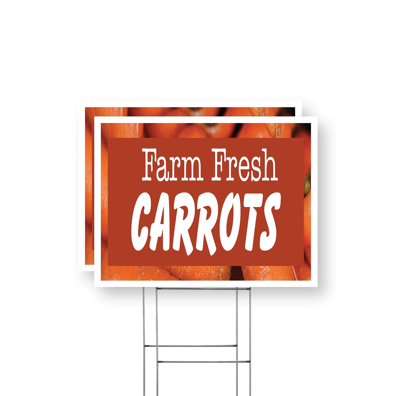 Farm Fresh Carrots Yard Sign 2 Pack of 18 Inch x 24 Inch Single Sided ...