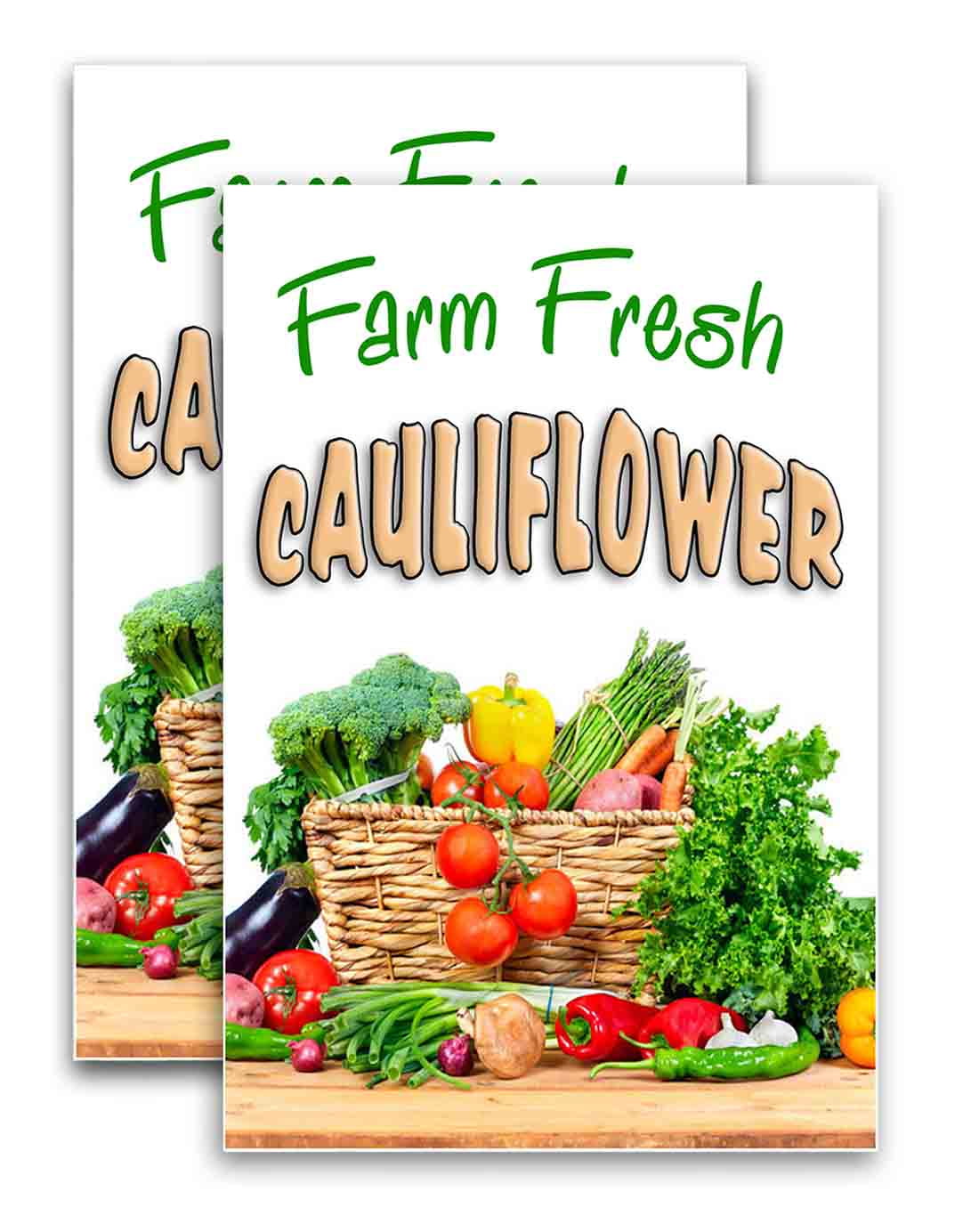 Farm Fresh Cauliflower (24" X 36") Vinyl Decal Only (Pack of 2) |Sign ...