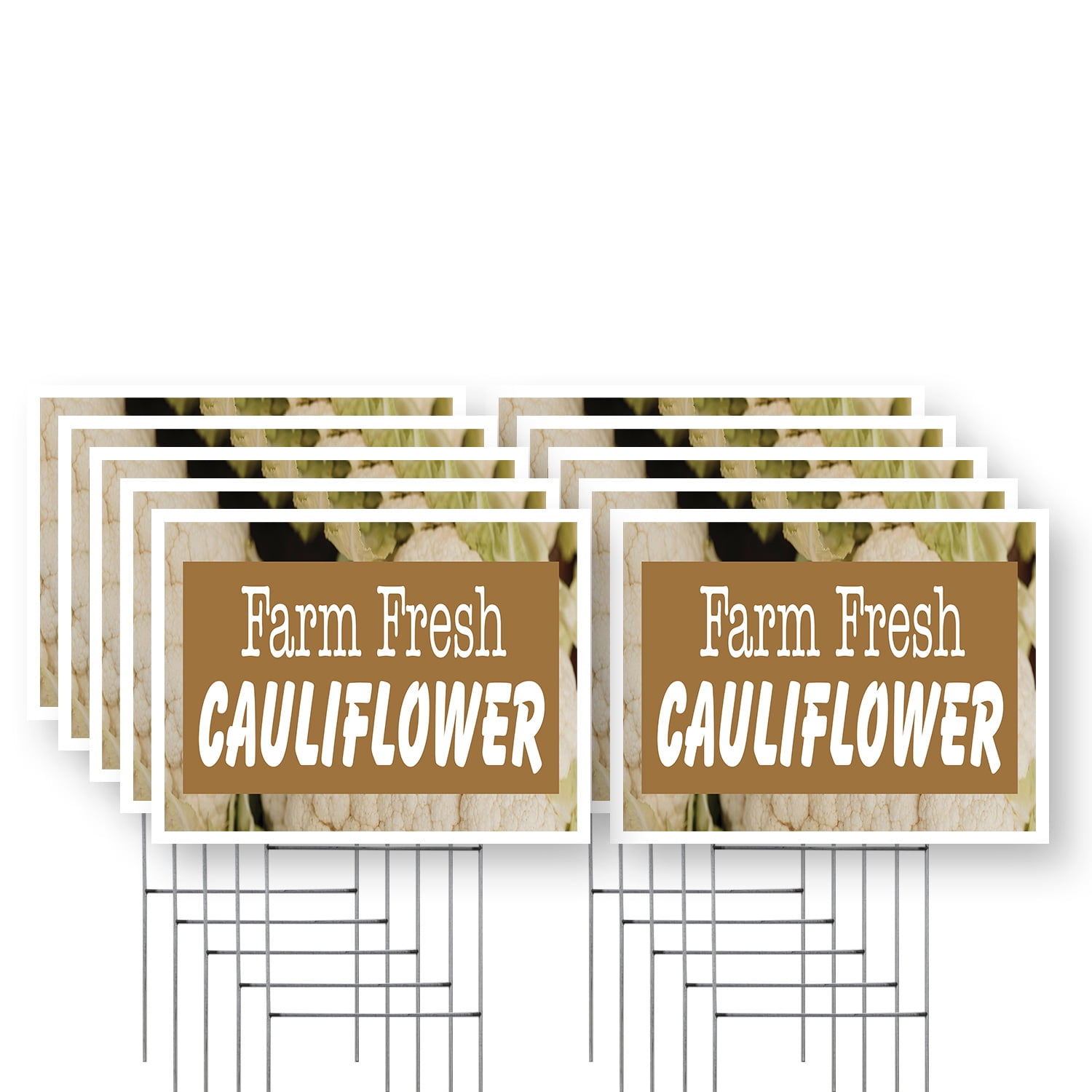 Farm Fresh Cauliflower Yard Sign 10 Pack of 12 Inch x 16 Inch Double ...