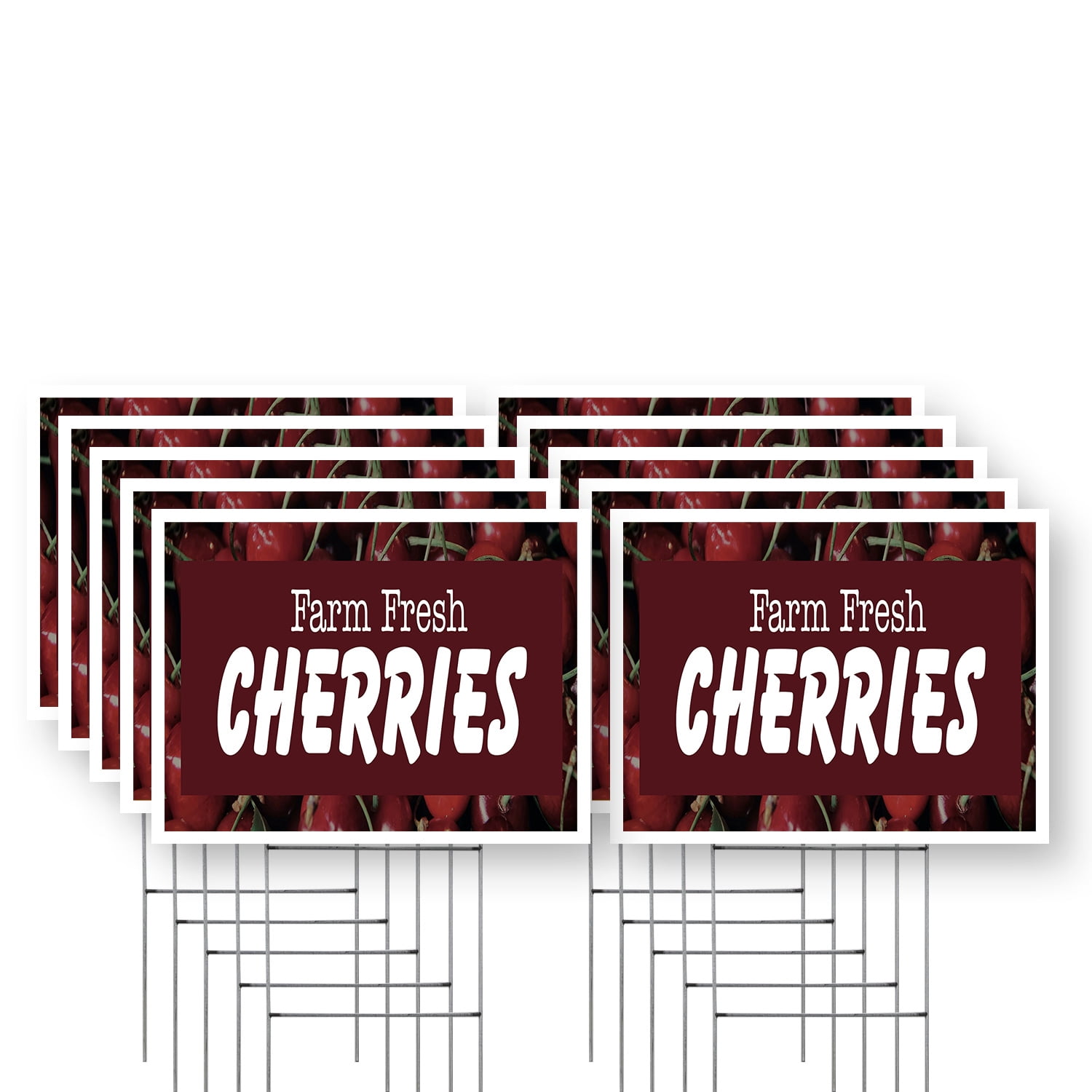 Farm Fresh Cherries Yard Sign 10 Pack of 12 Inch x 16 Inch Single Sided ...