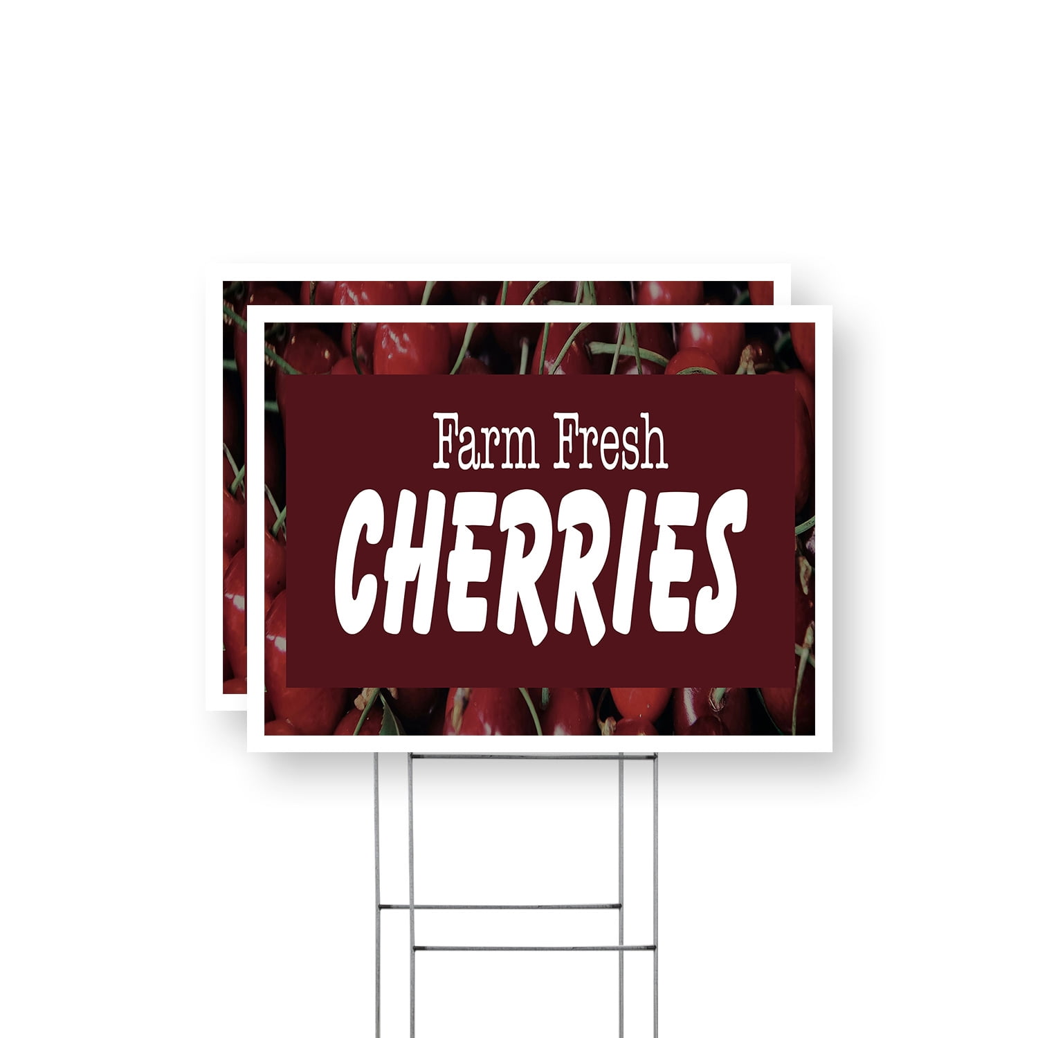 Farm Fresh Cherries Yard Sign 2 Pack of 12 Inch x 16 Inch Double Sided ...