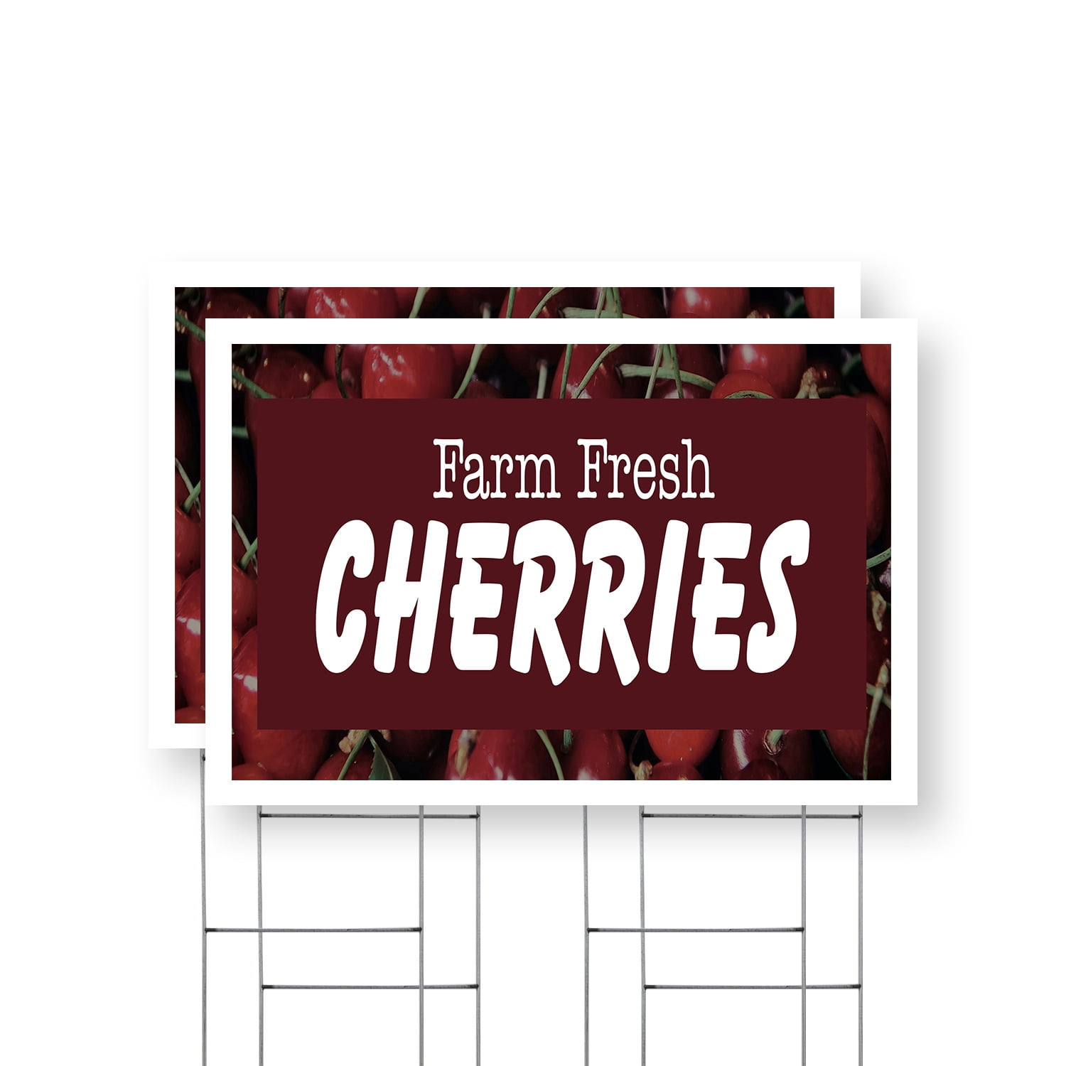 Farm Fresh Cherries Yard Sign 2 Pack of 24 Inch x 36 Inch Double Sided ...