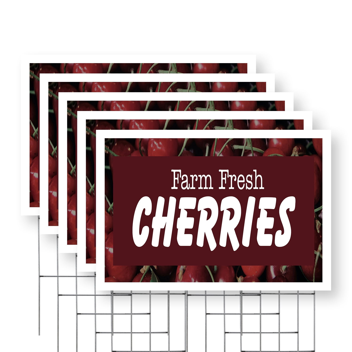 Farm Fresh Cherries Yard Sign 5 Pack of 24 Inch x 36 Inch Single Sided ...