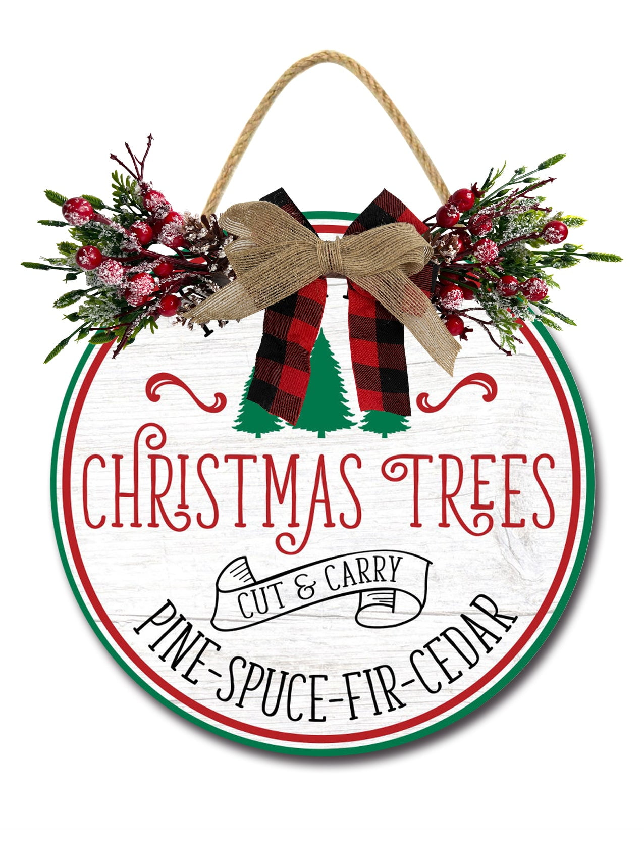Farm Fresh Christmas Trees Door Hanging Sign 12 Inch Wooden Wall Sign ...