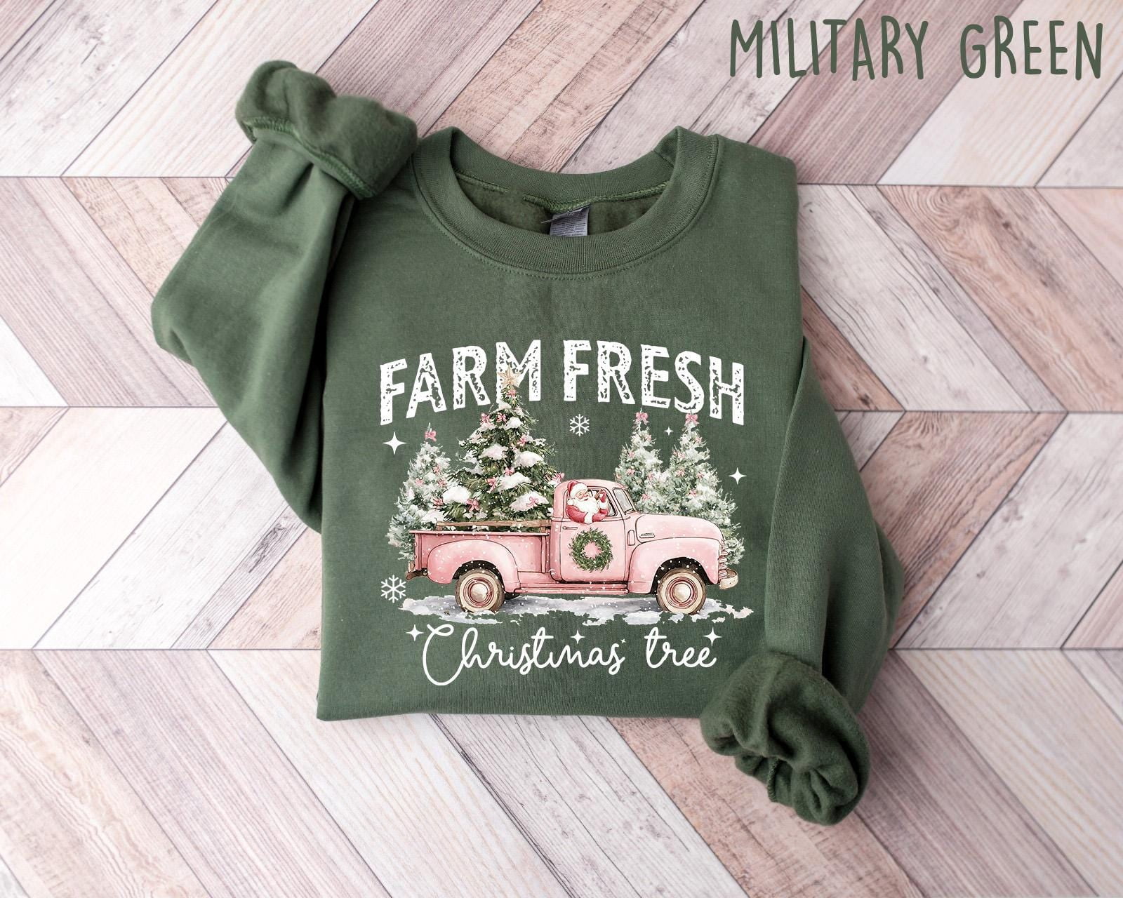 Farm Fresh Christmas Trees Sweatshirt, Pine Spruce Fir, Christmas ...