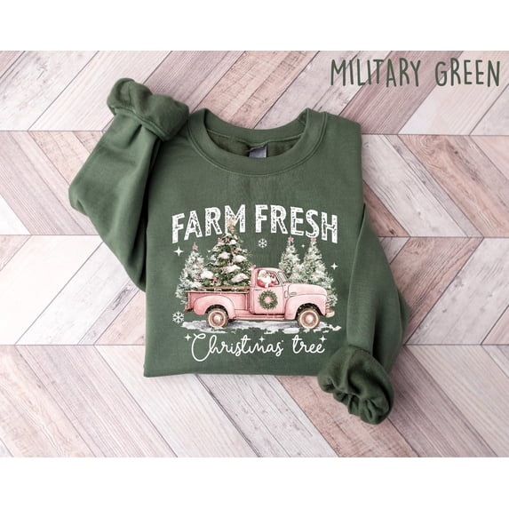 Farm Fresh Christmas Trees Sweatshirt, Pine Spruce Fir, Christmas ...