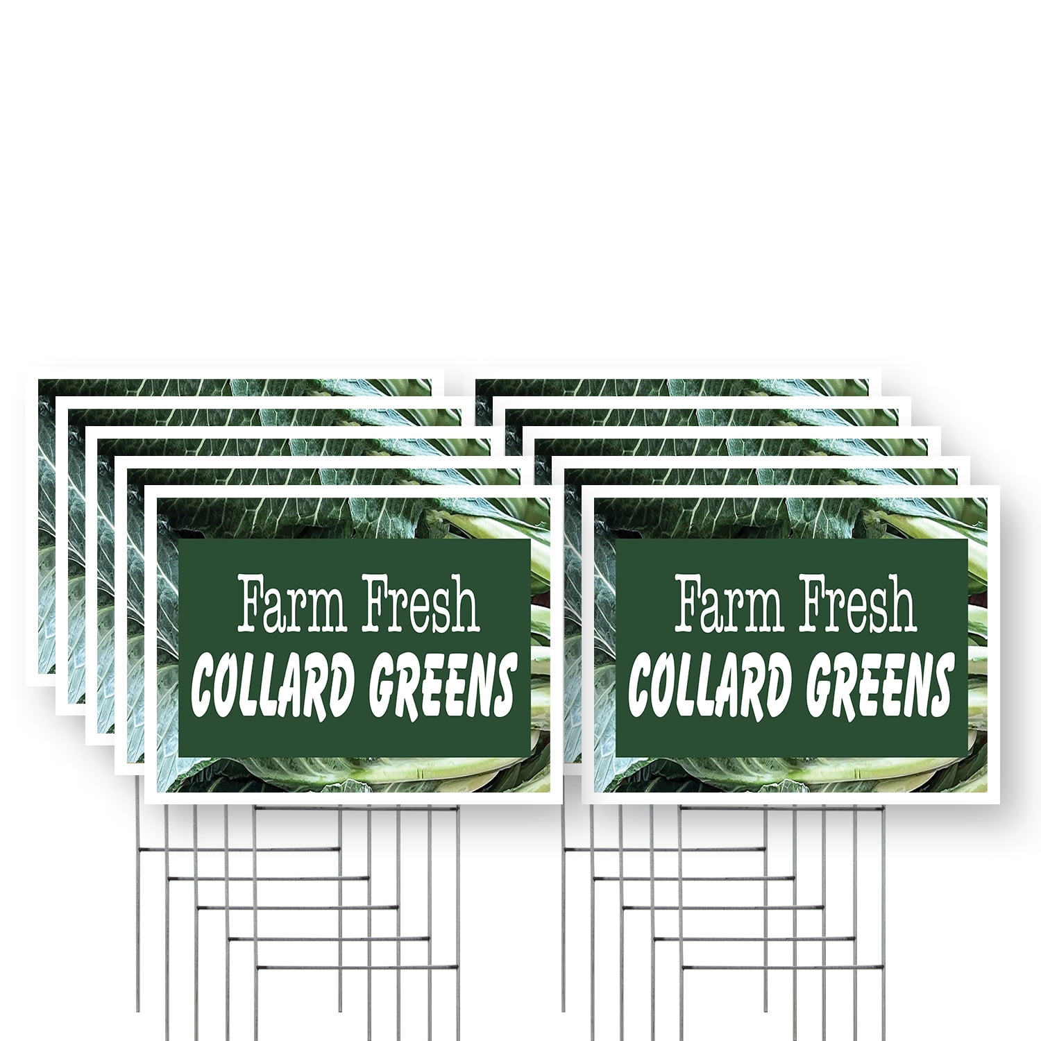 Farm Fresh Collard Greens Yard Sign 10 Pack of 12 Inch x 16 Inch Single ...