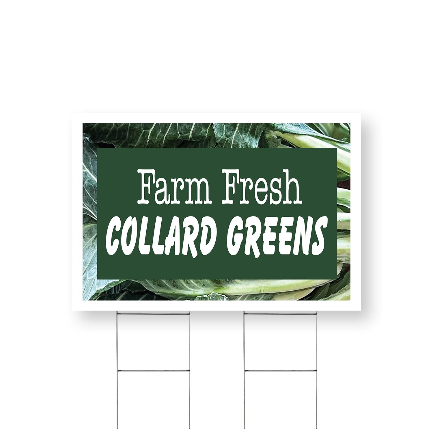 Farm Fresh Collard Greens Yard Sign 24 Inch x 36 Inch Double Sided ...