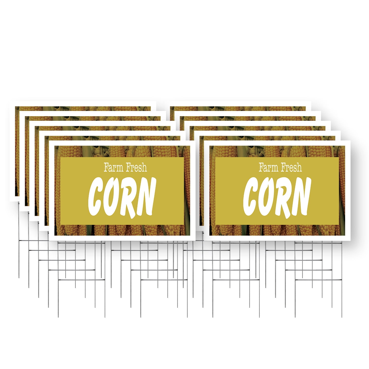 Farm Fresh Corn Yard Sign 10 Pack of 24 Inch x 36 Inch Double Sided ...