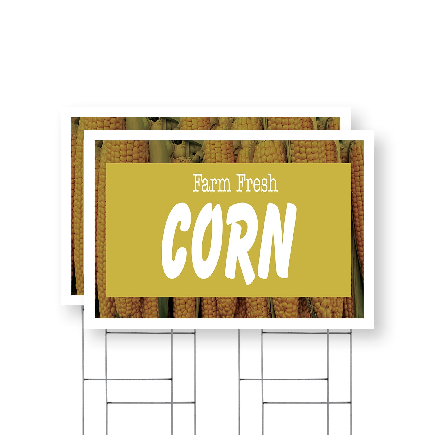 Farm Fresh Corn Yard Sign 2 Pack of 24 Inch x 36 Inch Double Sided ...