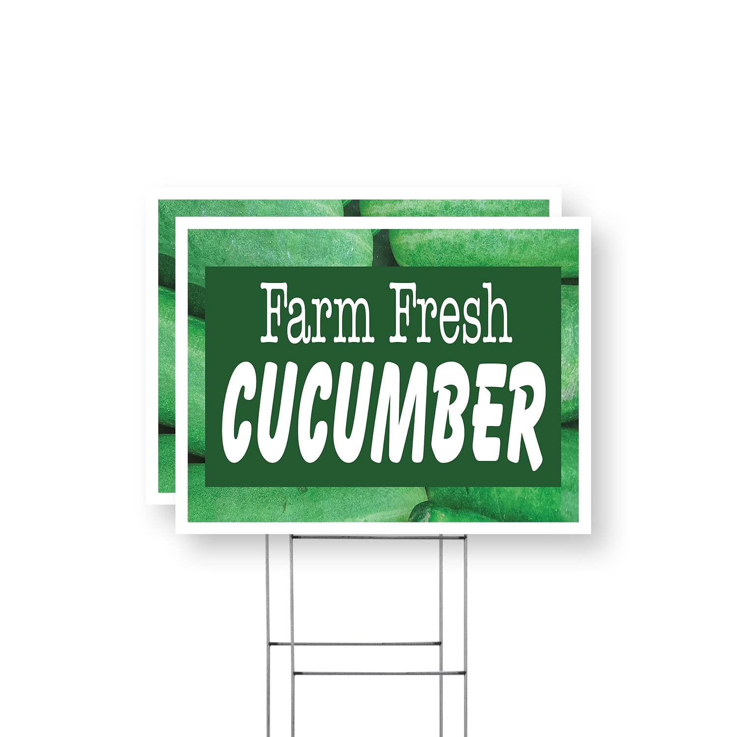 Farm Fresh Cucumber Yard Sign 2 Pack of 18 Inch x 24 Inch Single Sided ...