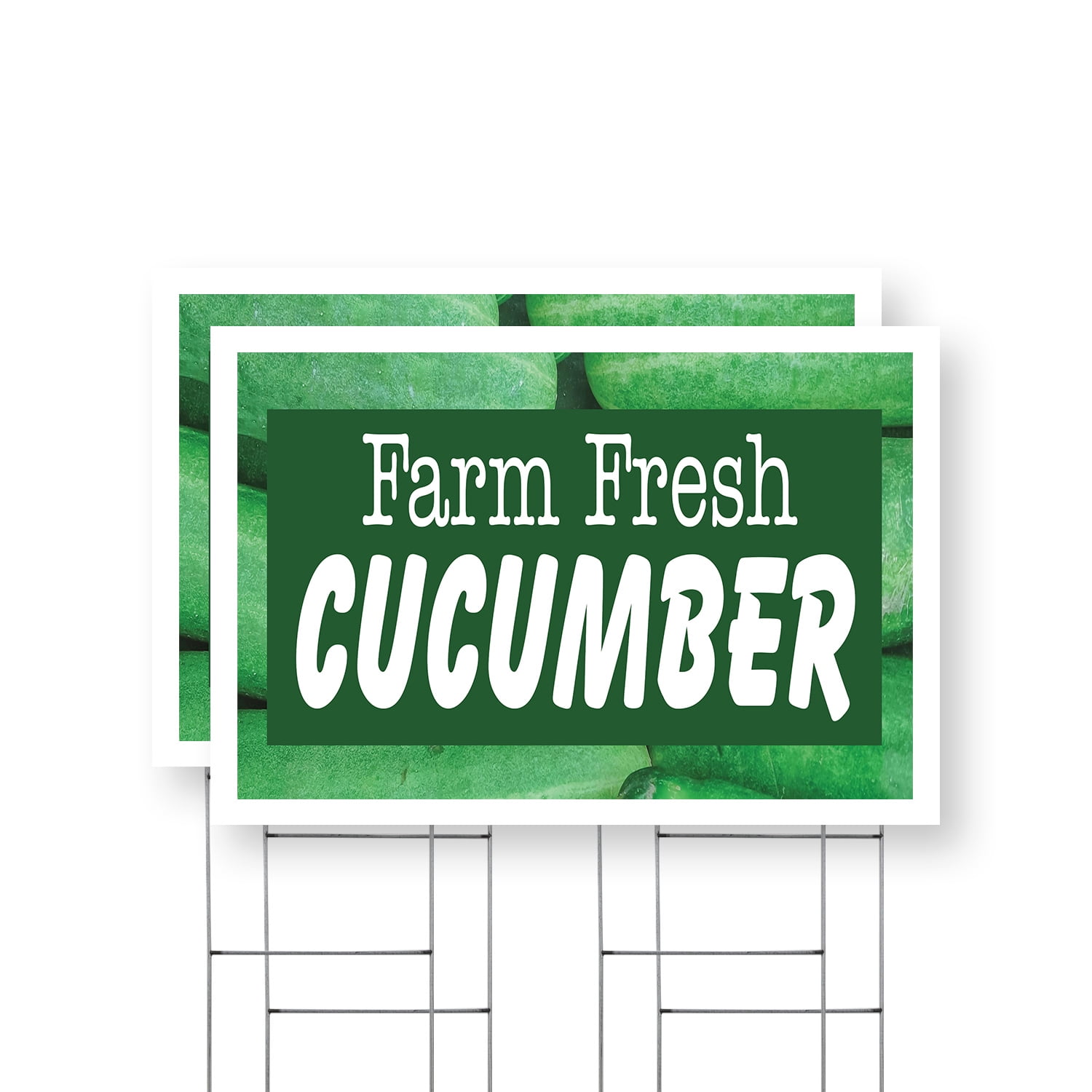 Farm Fresh Cucumber Yard Sign 2 Pack of 24 Inch x 36 Inch Double Sided ...