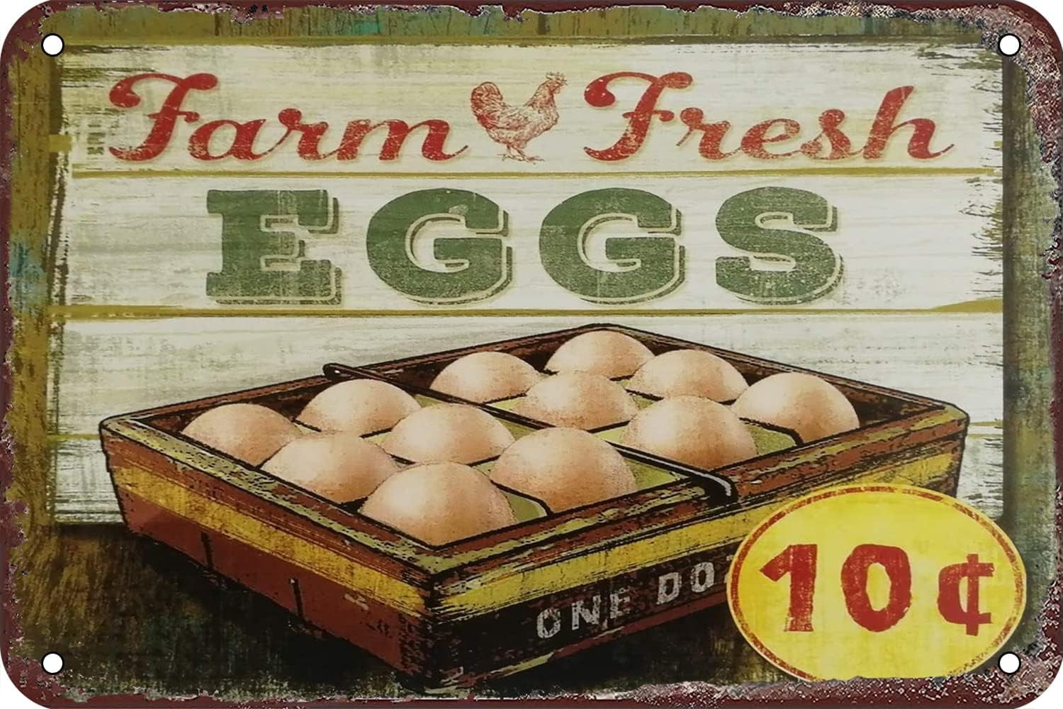Farm Fresh EGGS Chicken Metal Signs Decor Rustic Antique Decorations ...