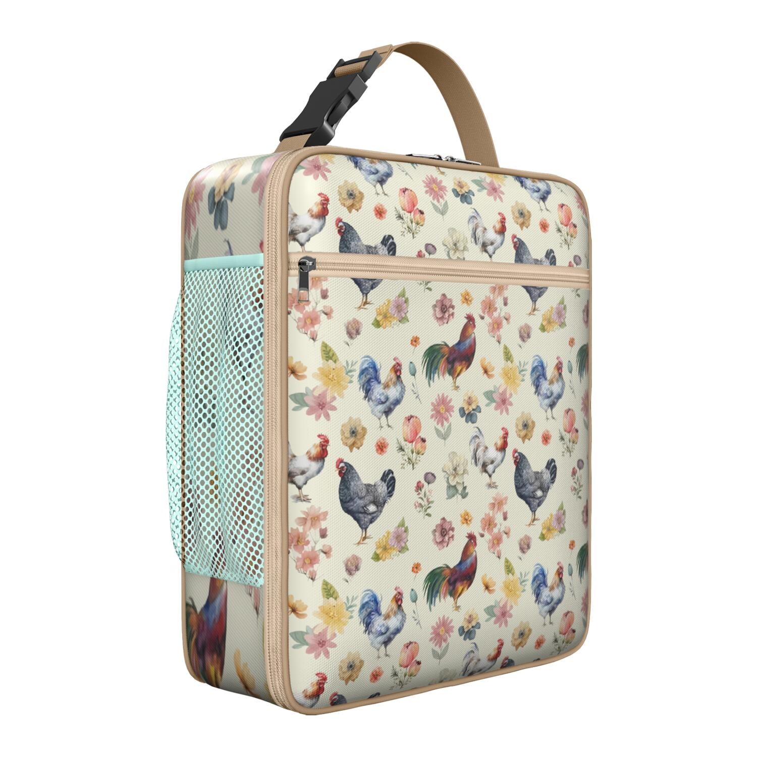 Farm Fresh Egg and Chicken Pattern Lunch Box, Rustic Coop Cluck Print ...