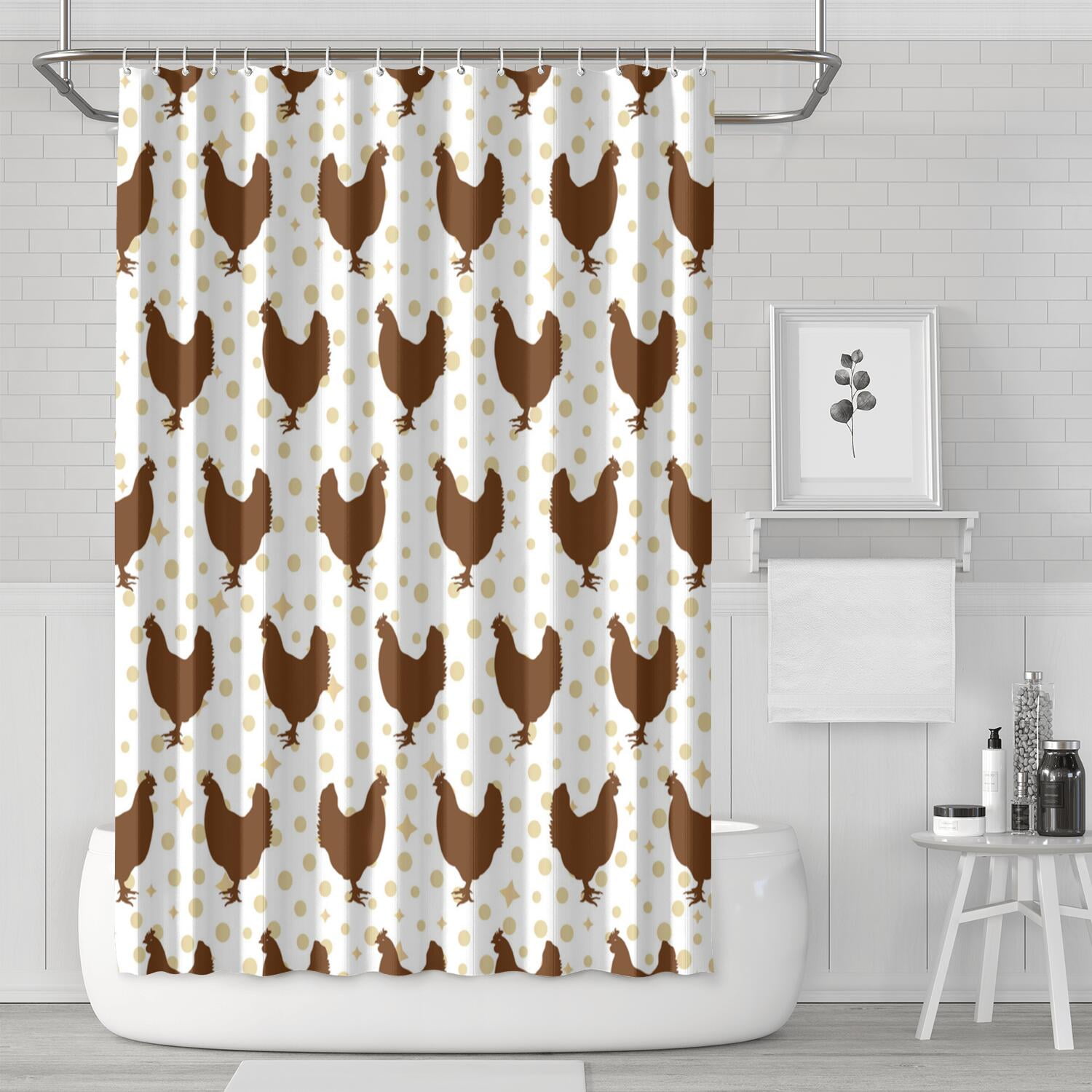 Farm Fresh Eggs & Chicken Shower Curtain - Vintage Rustic Rooster Print ...