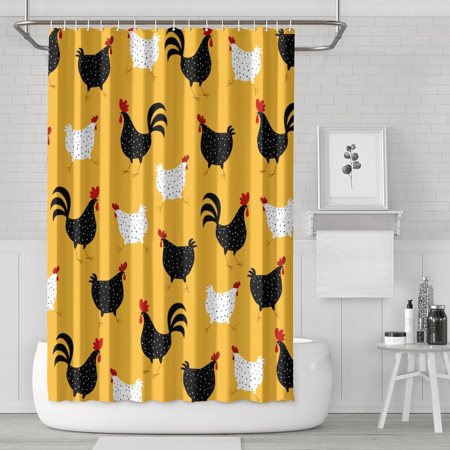 Farm Fresh Eggs & Chicken Shower Curtain - Vintage Rustic Rooster Print ...