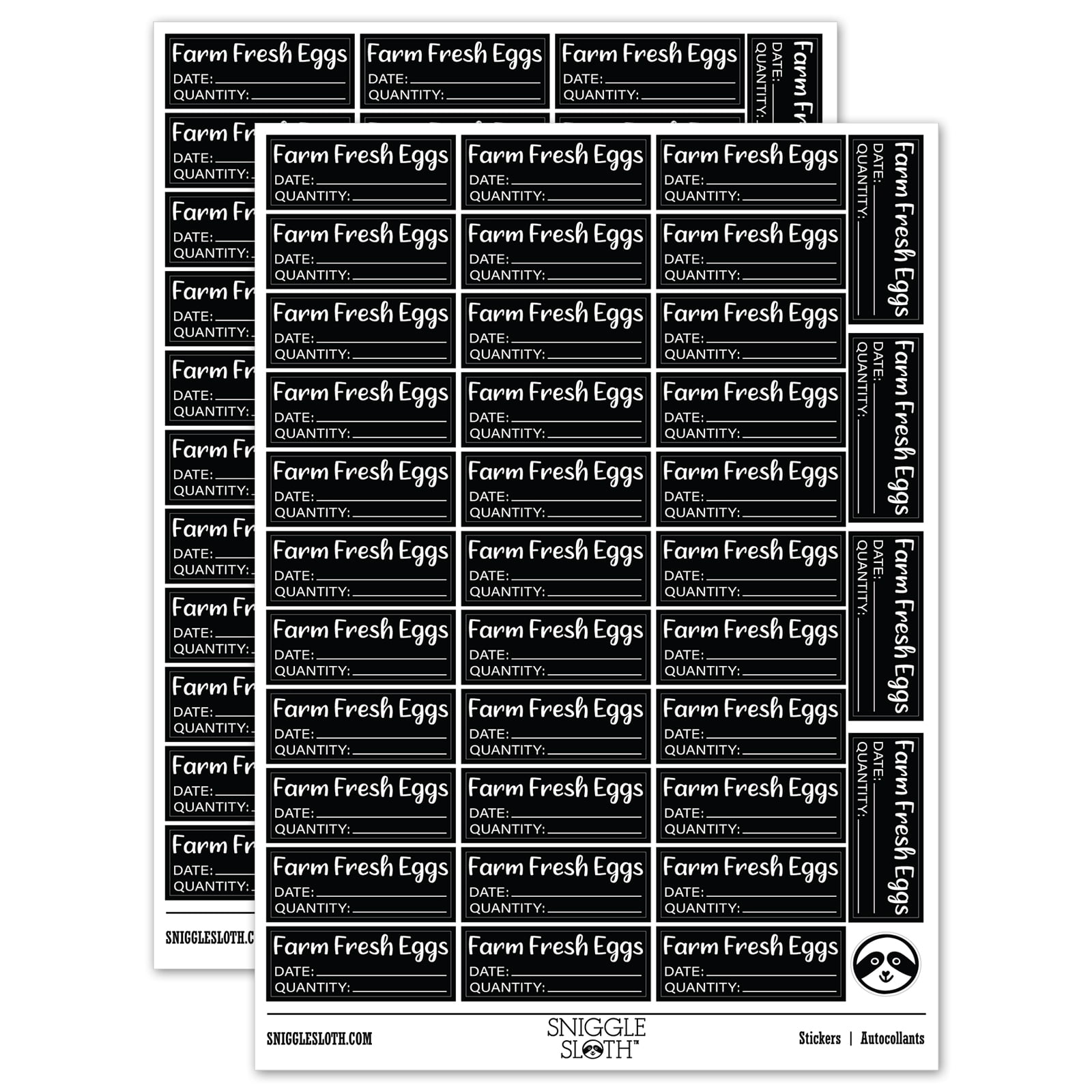Farm Fresh Eggs Date Quantity Label Carton Sticker Set - Black - Gloss ...