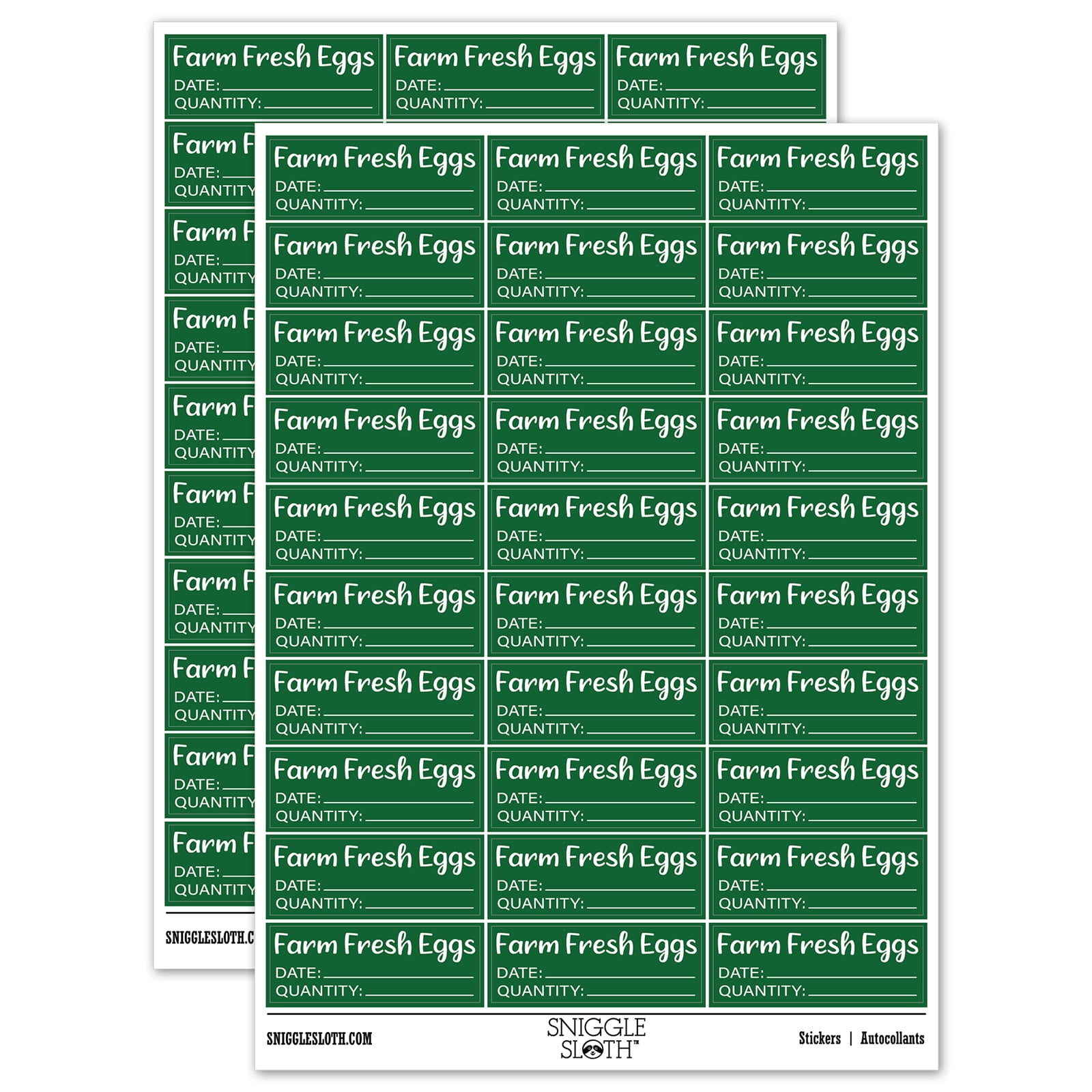 Farm Fresh Eggs Date Quantity Label Carton Sticker Set - Dark Green ...
