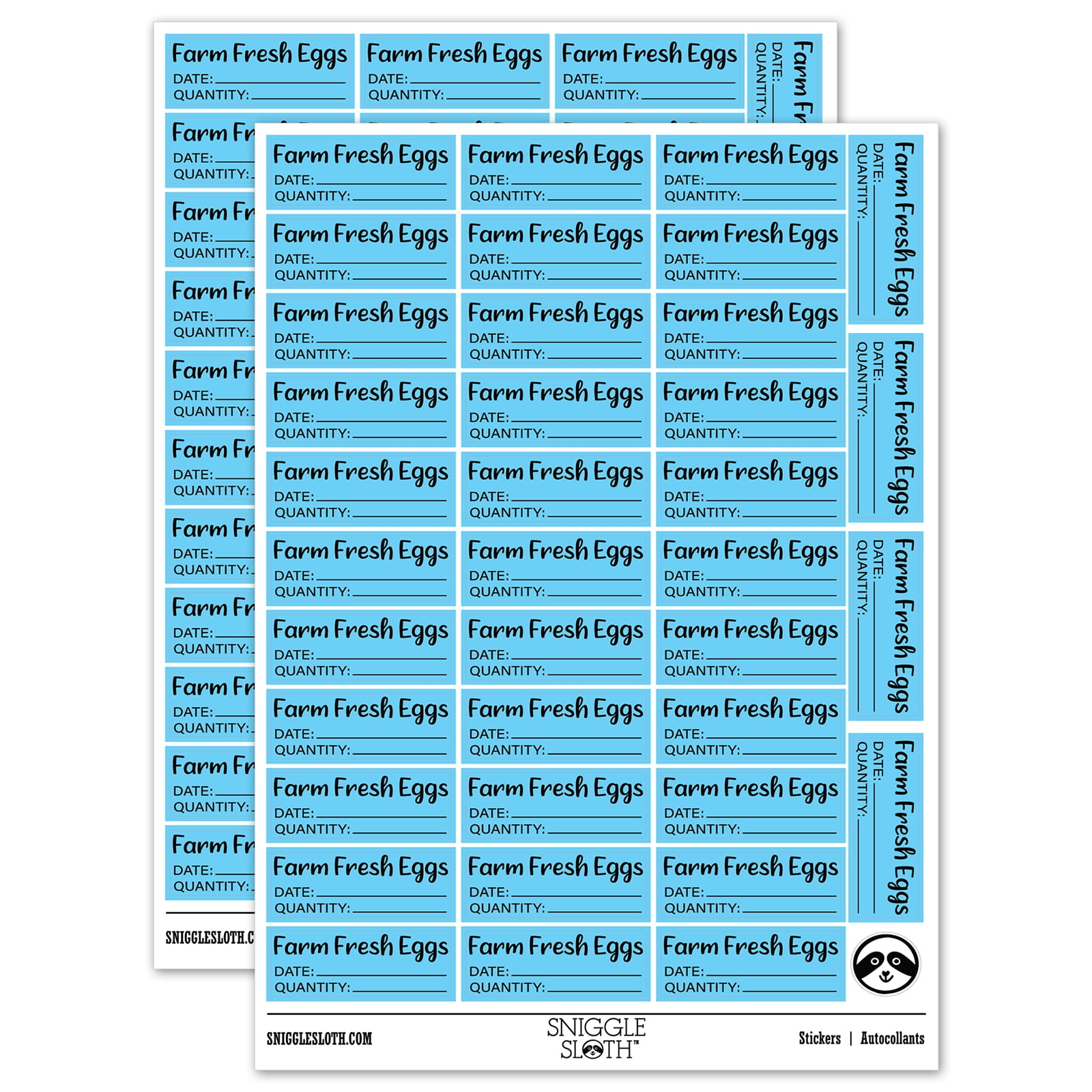 Farm Fresh Eggs Date Quantity Label Carton Sticker Set - Light Blue ...