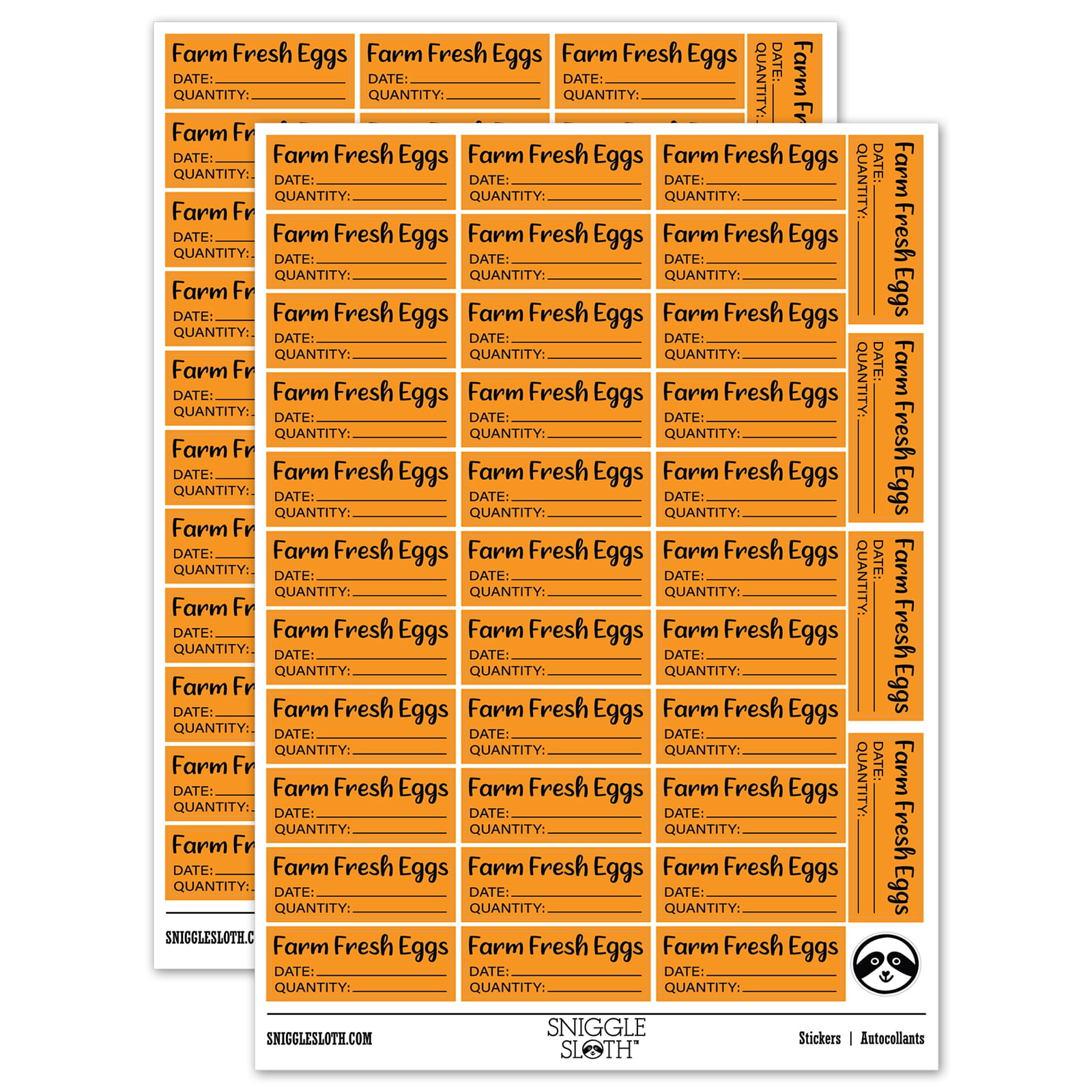 Farm Fresh Eggs Date Quantity Label Carton Sticker Set - Orange - Matte ...