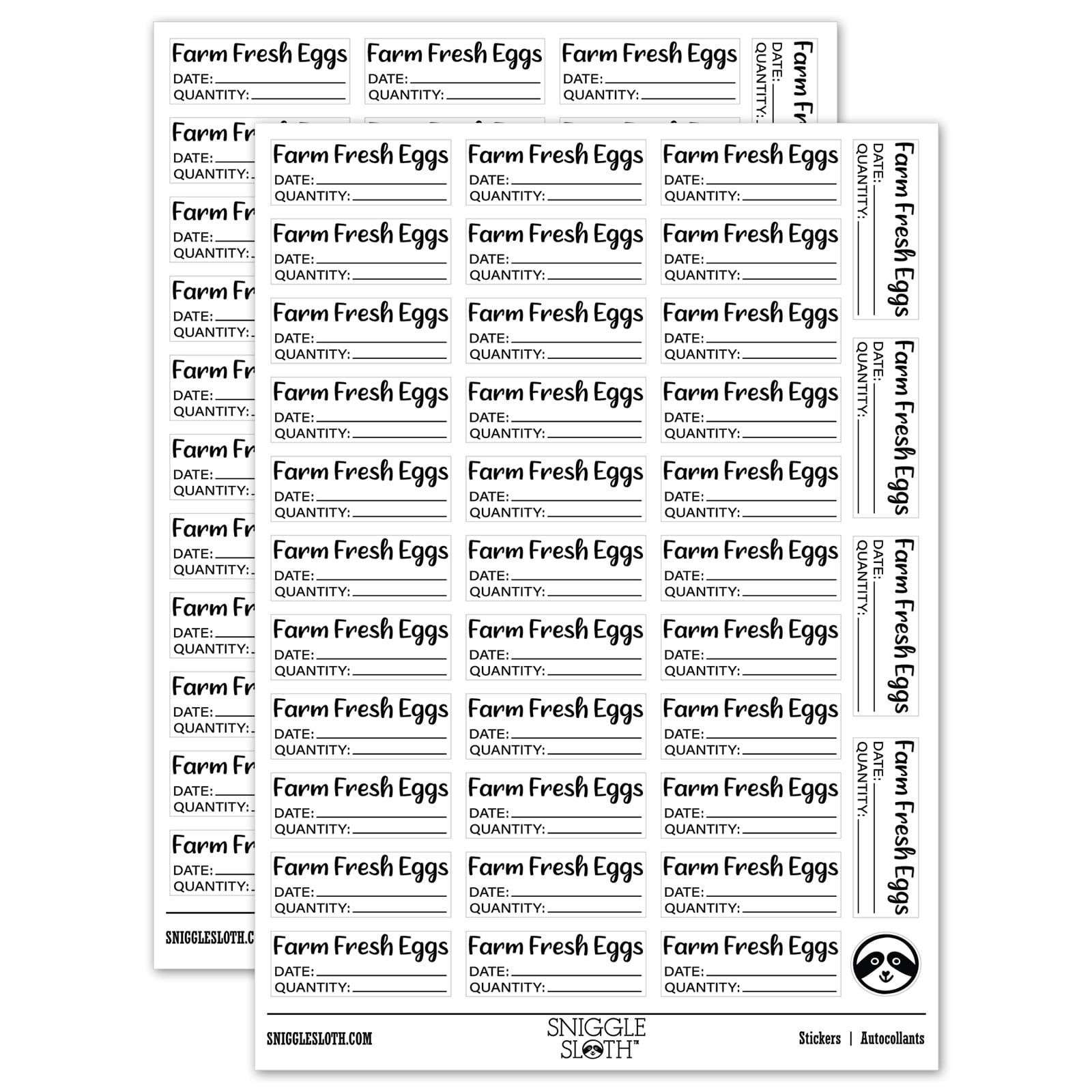 Farm Fresh Eggs Date Quantity Label Carton Sticker Set - White - Gloss ...