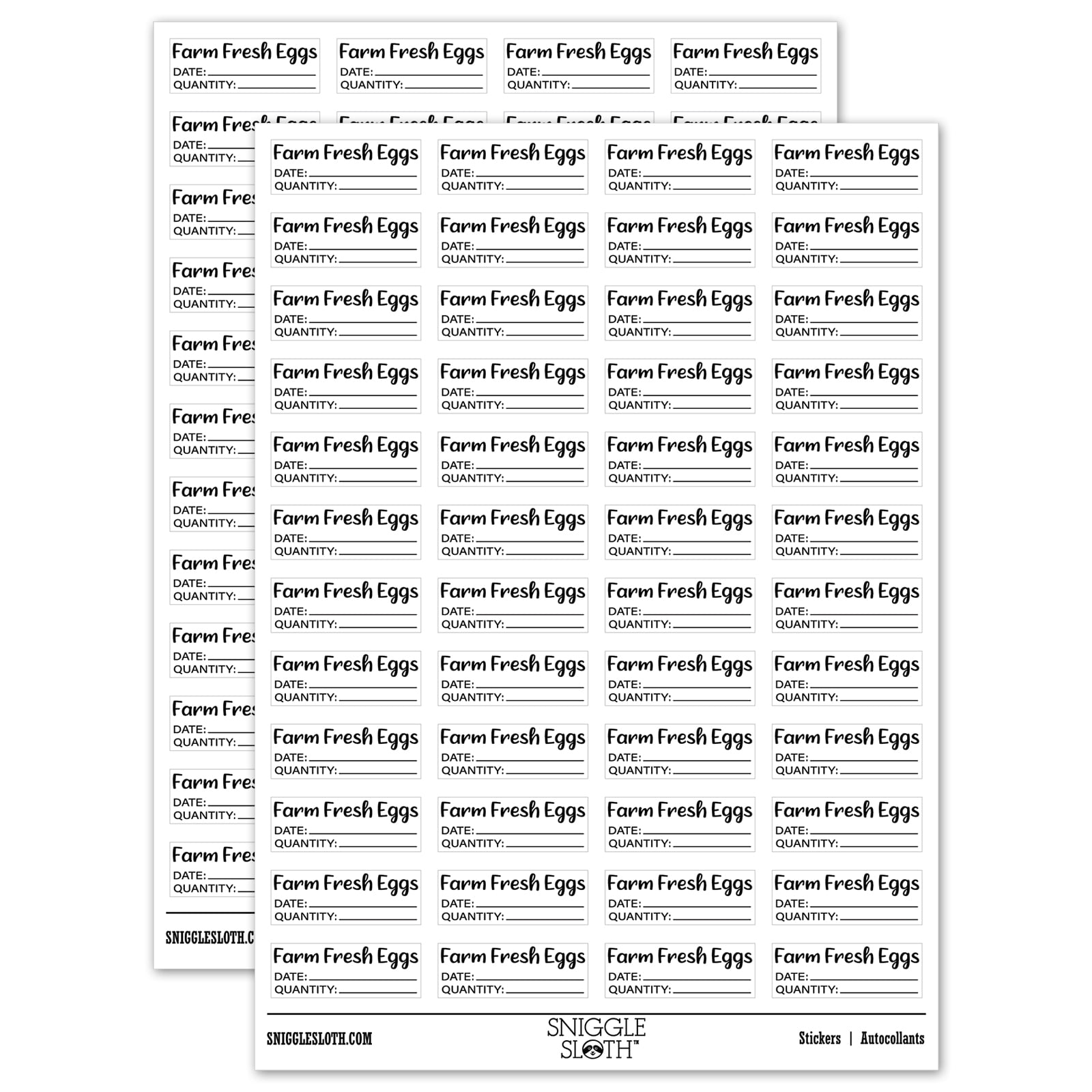 Farm Fresh Eggs Date Quantity Label Carton Sticker Set - White - Matte ...