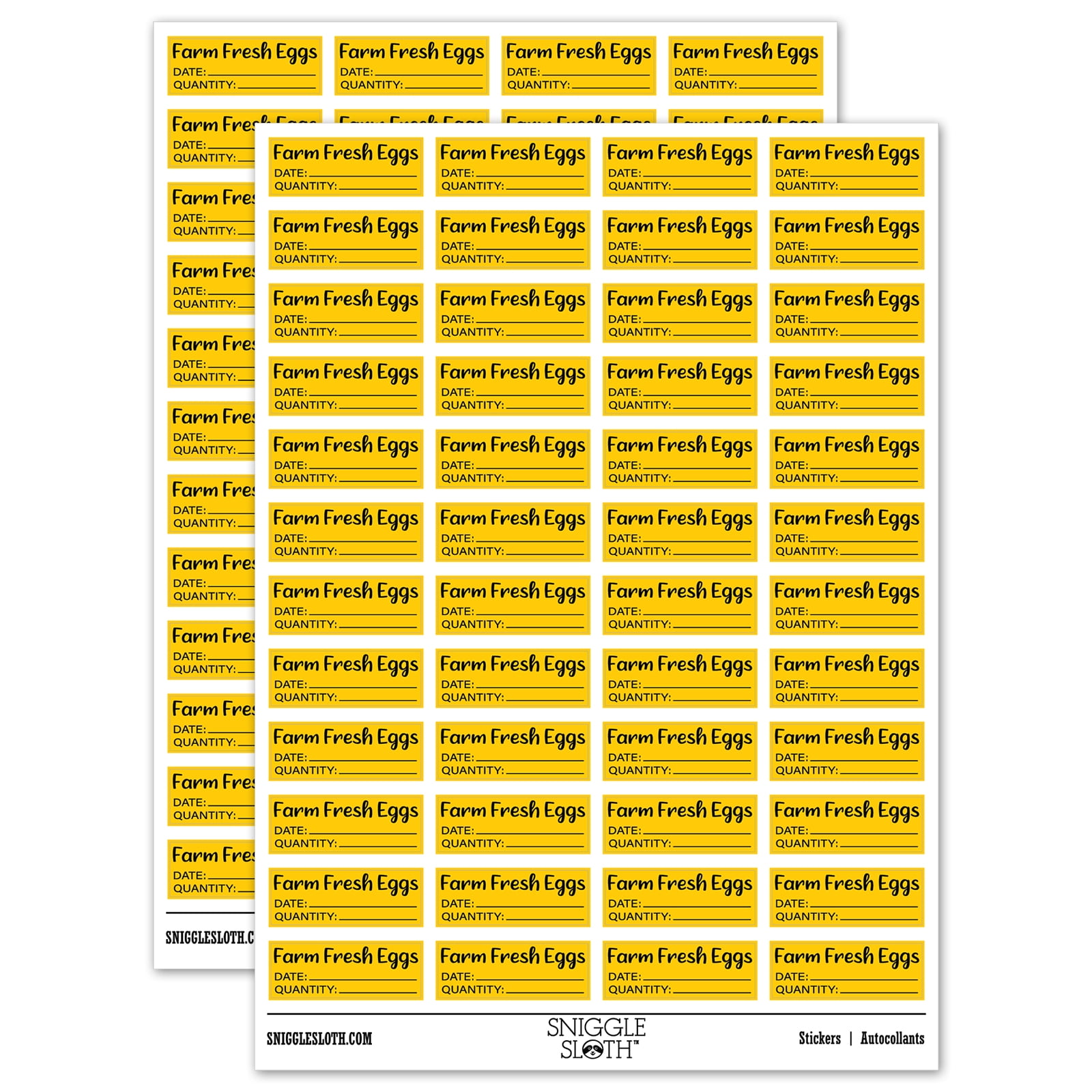 Farm Fresh Eggs Date Quantity Label Carton Sticker Set - Yellow - Gloss ...